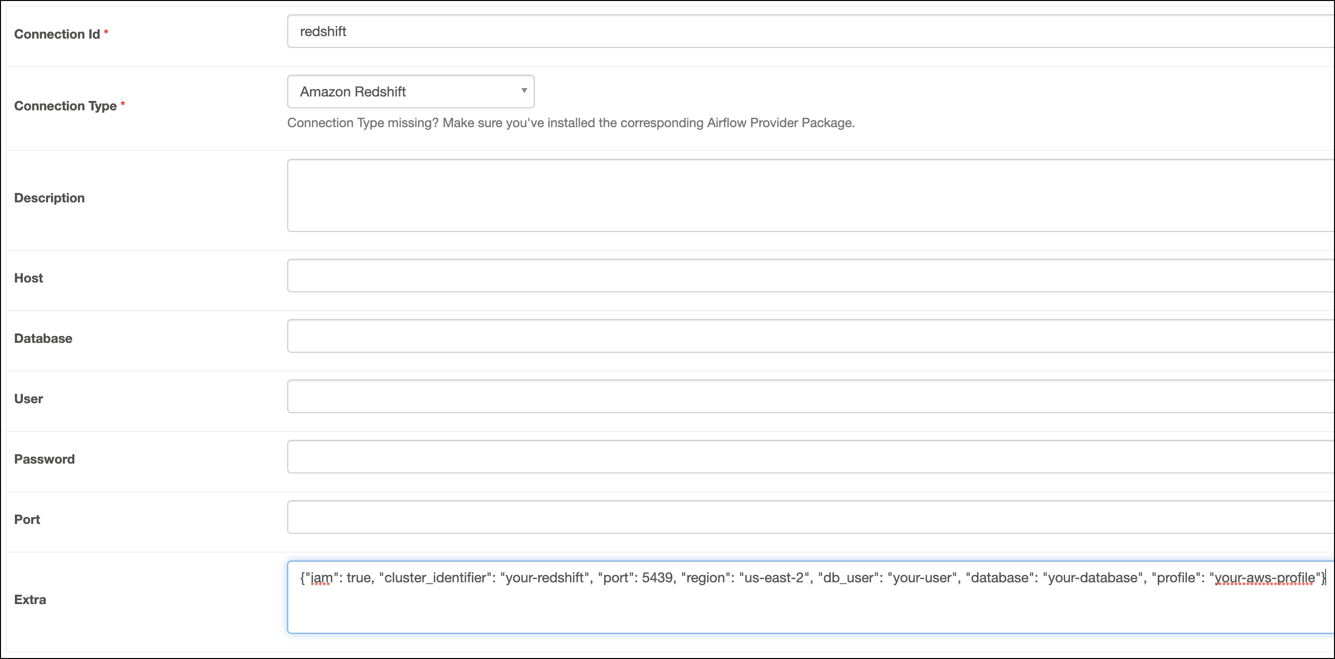 Create a Redshift connection in Airflow | Astronomer Docs
