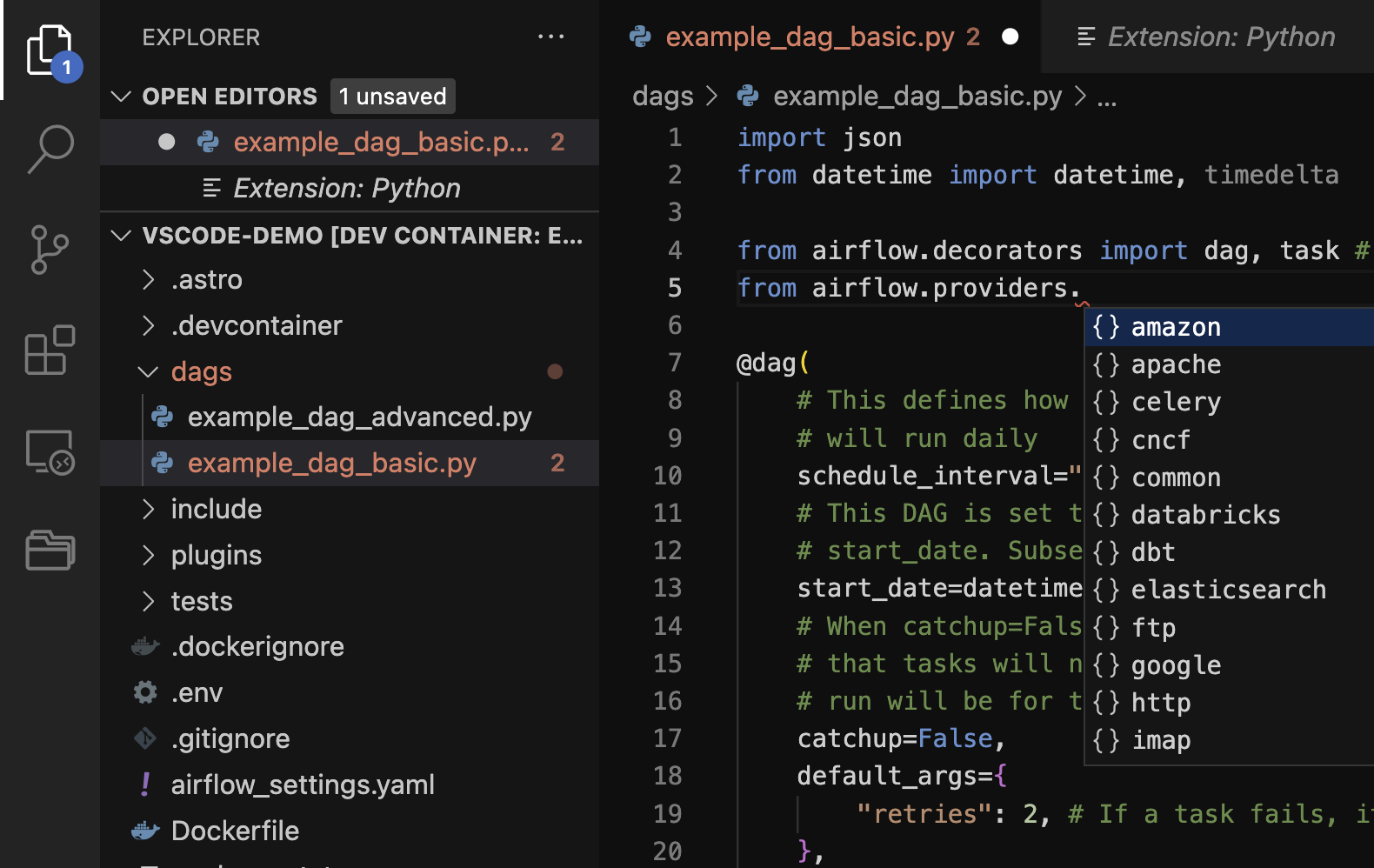 Develop Airflow DAGs locally with VS Code | Astronomer Docs