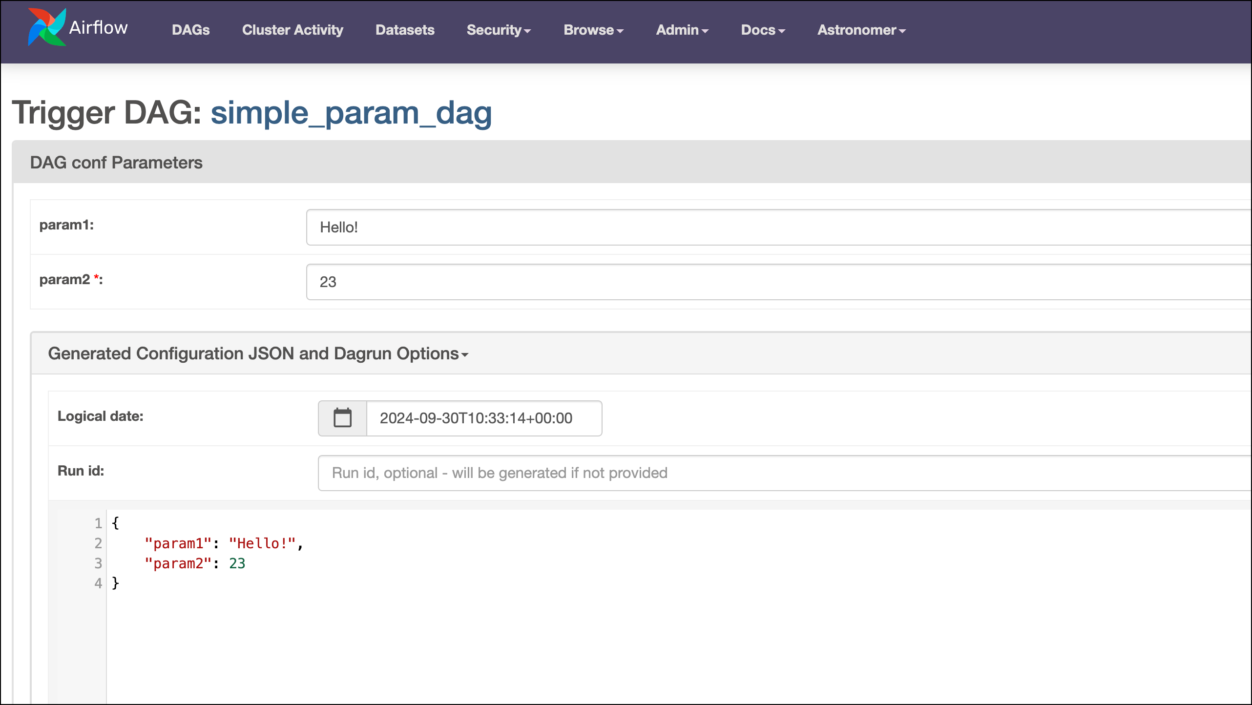 Create and use params in Airflow | Astronomer Docs