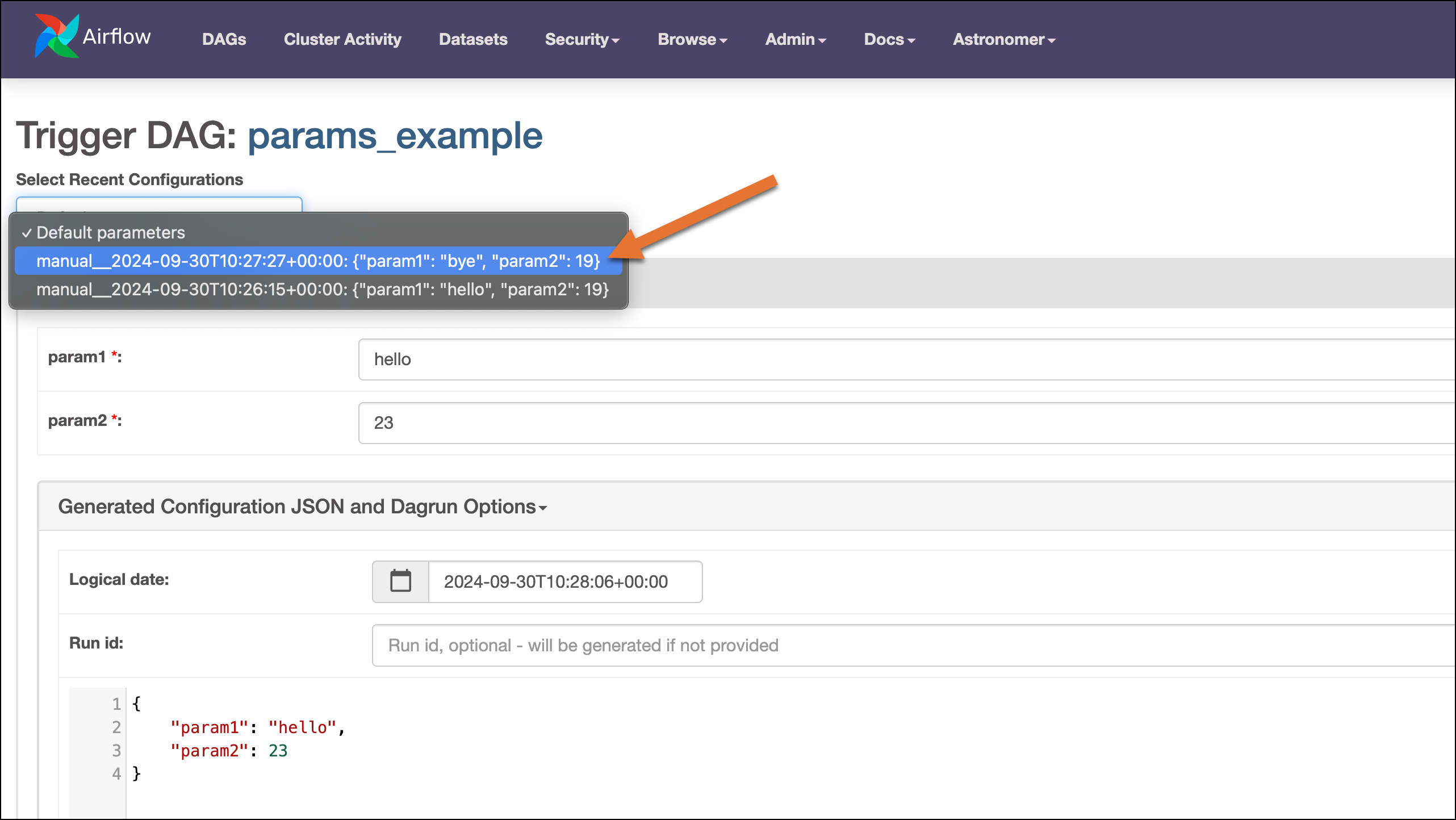 Create and use params in Airflow | Astronomer Docs
