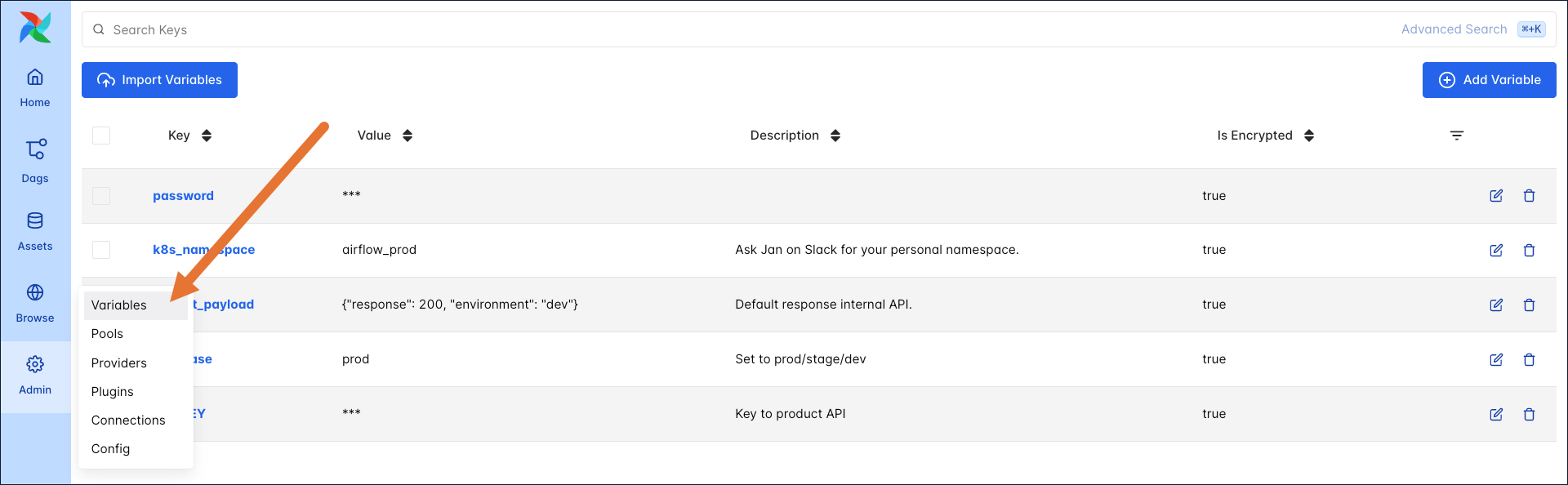 Use Airflow variables | Astronomer Docs
