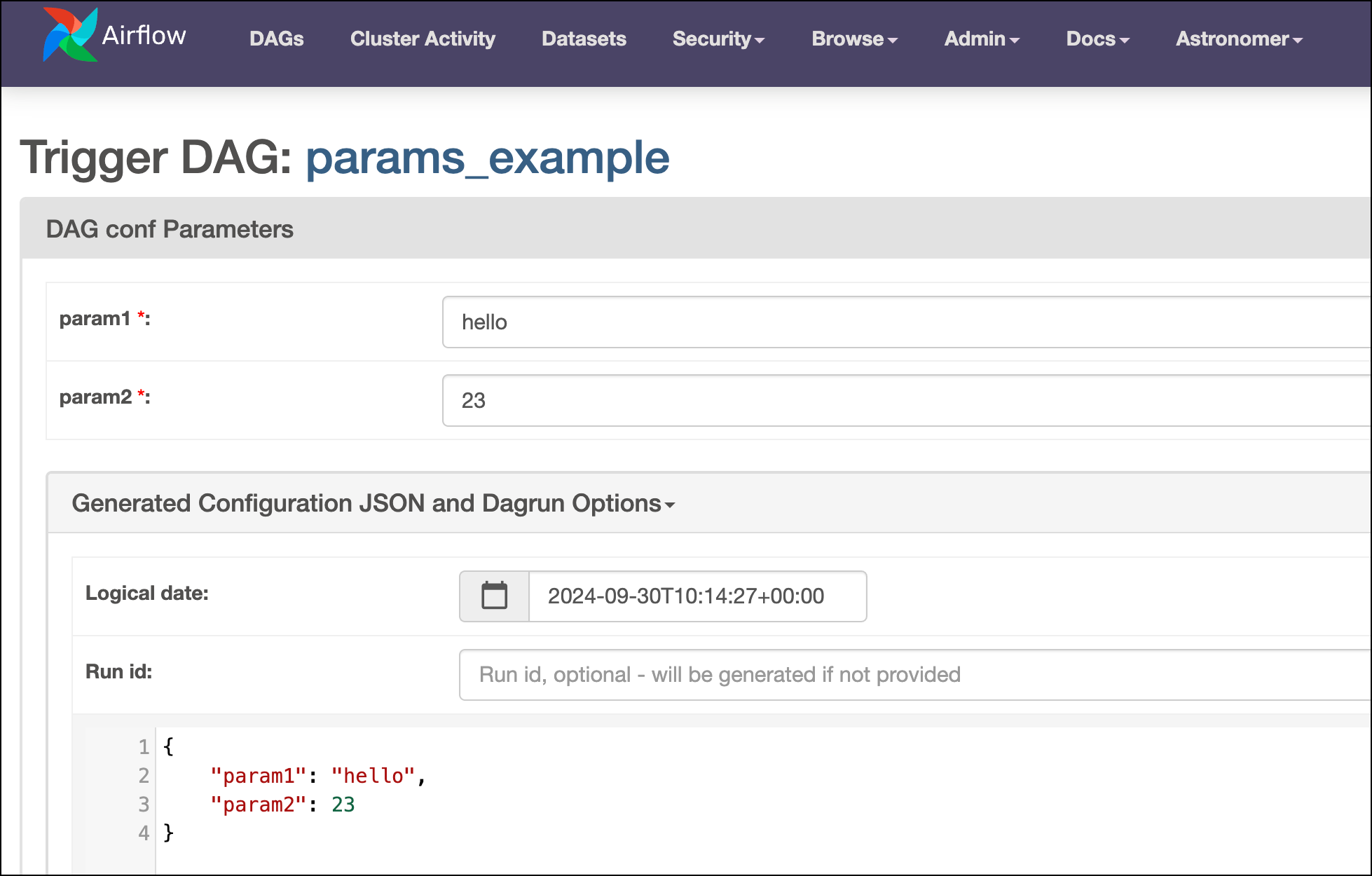 Create and use params in Airflow | Astronomer Docs