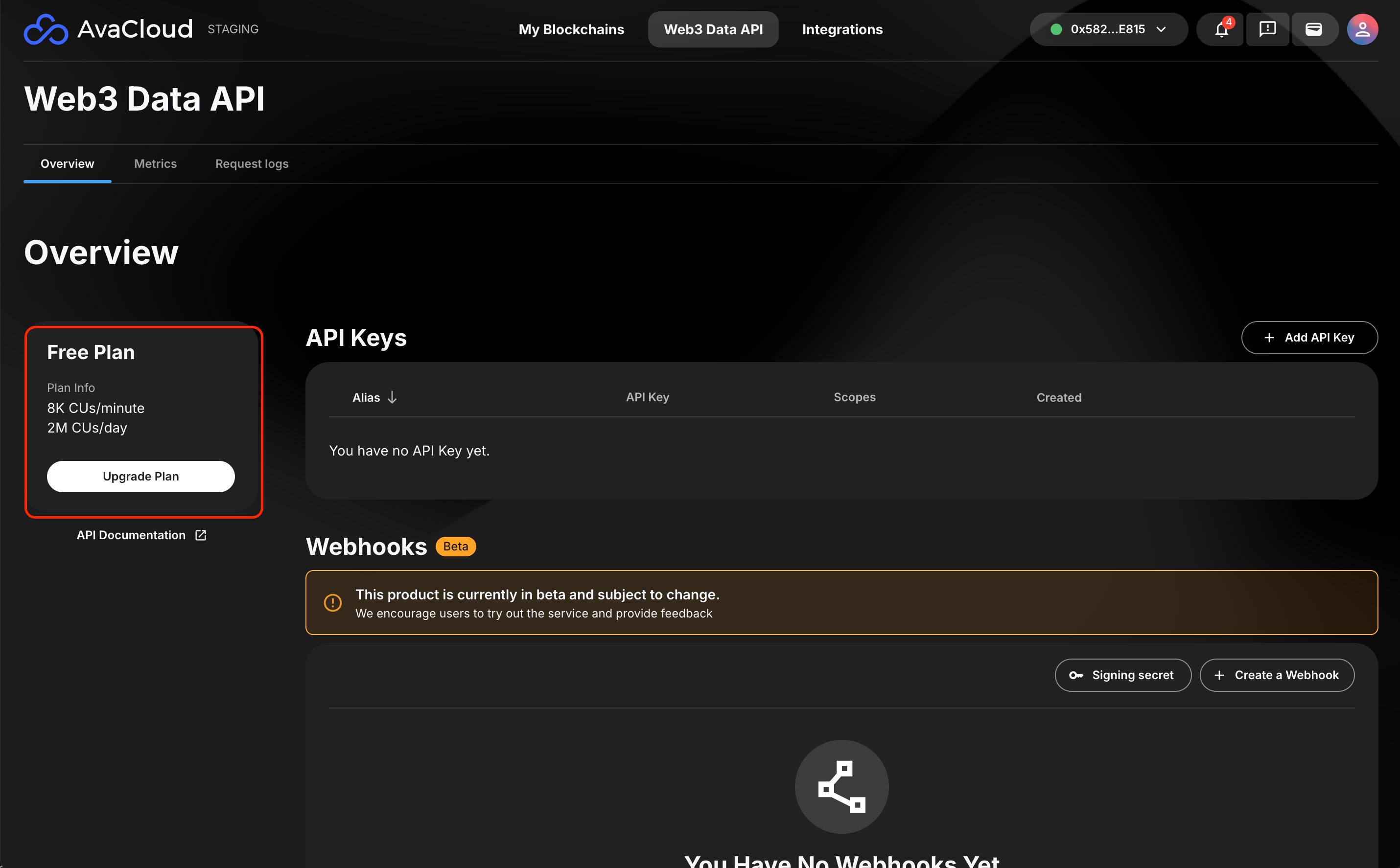 How to upgrade my Web3 Data API plan? | AvaCloud