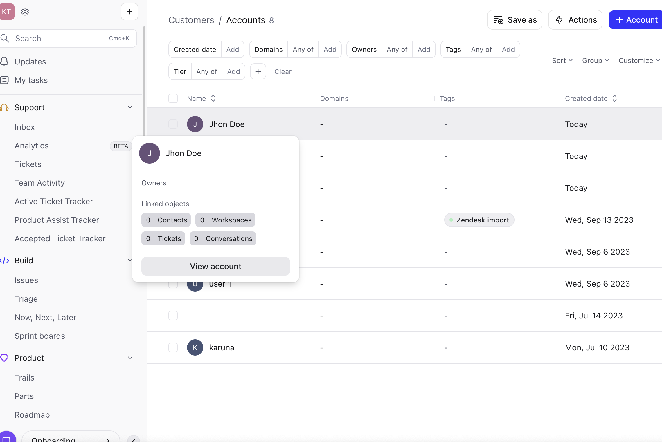 Account creation | DevRev | Docs