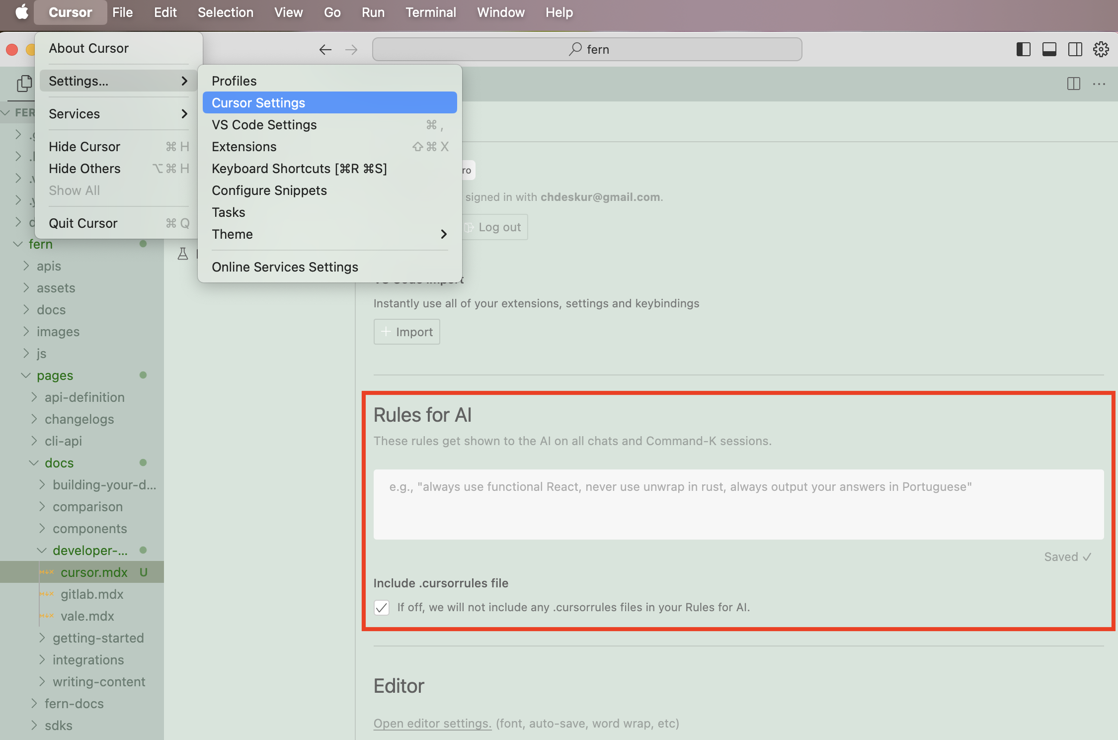 Cursor | Fern Documentation