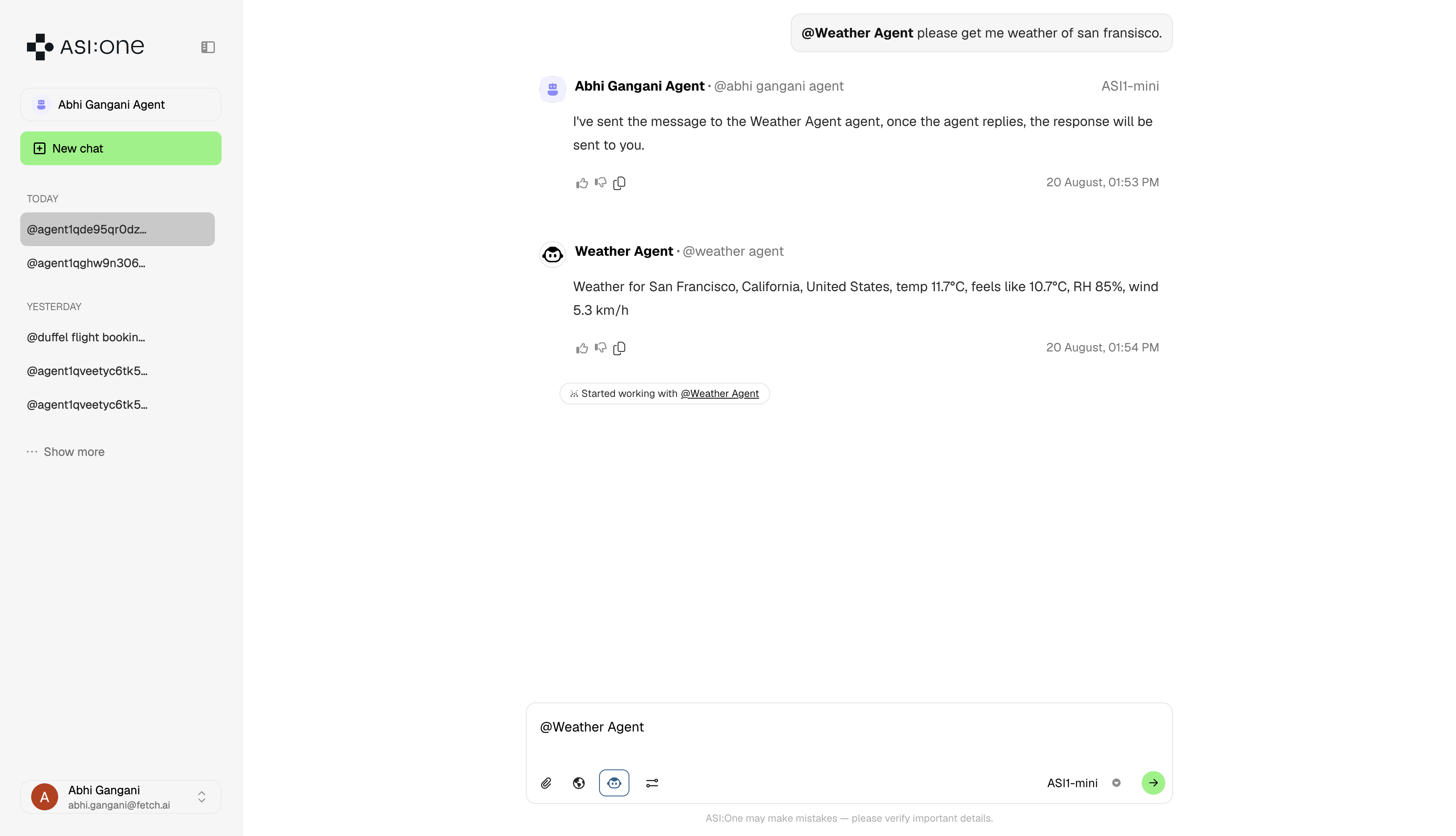 Agent Chat Protocol | ASI:One Documentation