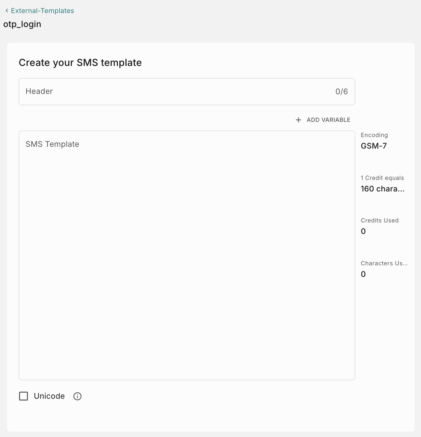 Create A Sms Template From Fyno Fyno Documentation