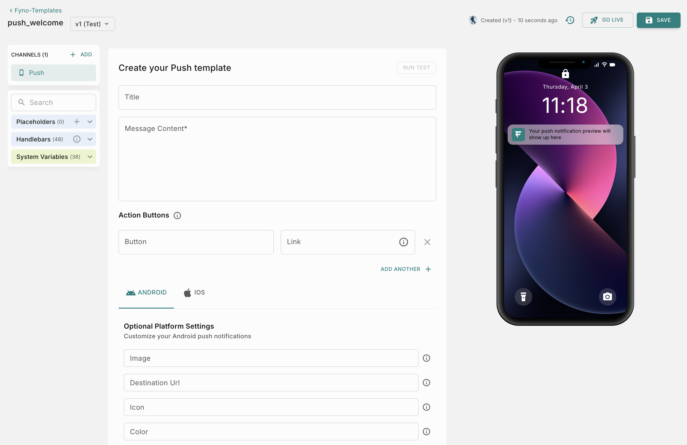 Push Templates | Fyno Documentation