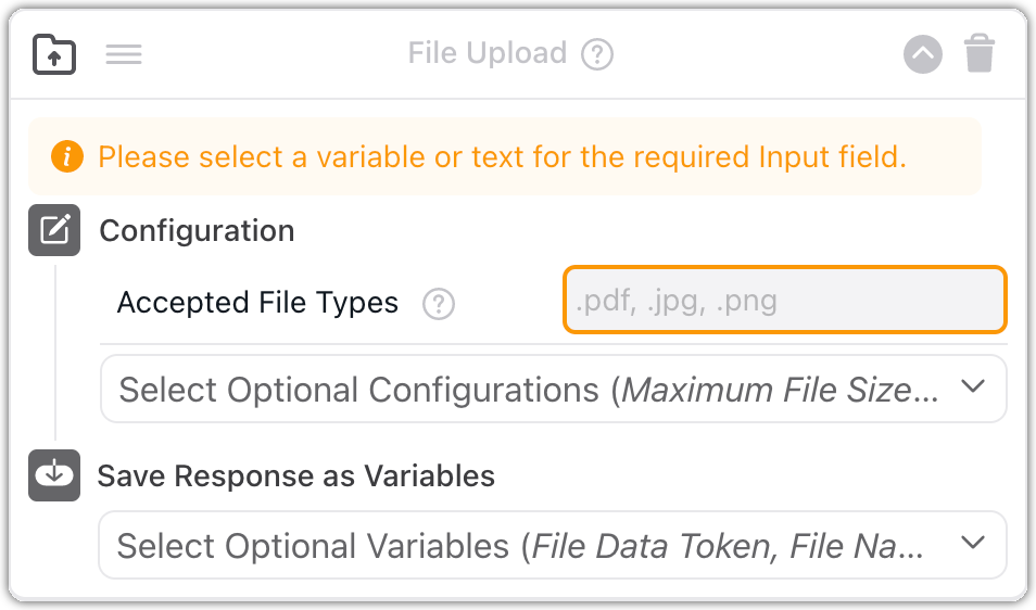 Let chatters upload files using the File Upload block | Ada | Documentation