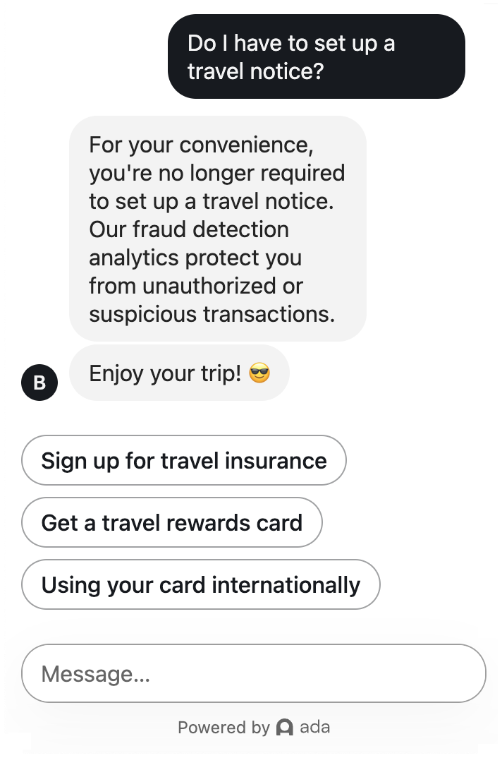 Guide chatters through conversations using Answer flows and quick replies | Ada | Documentation