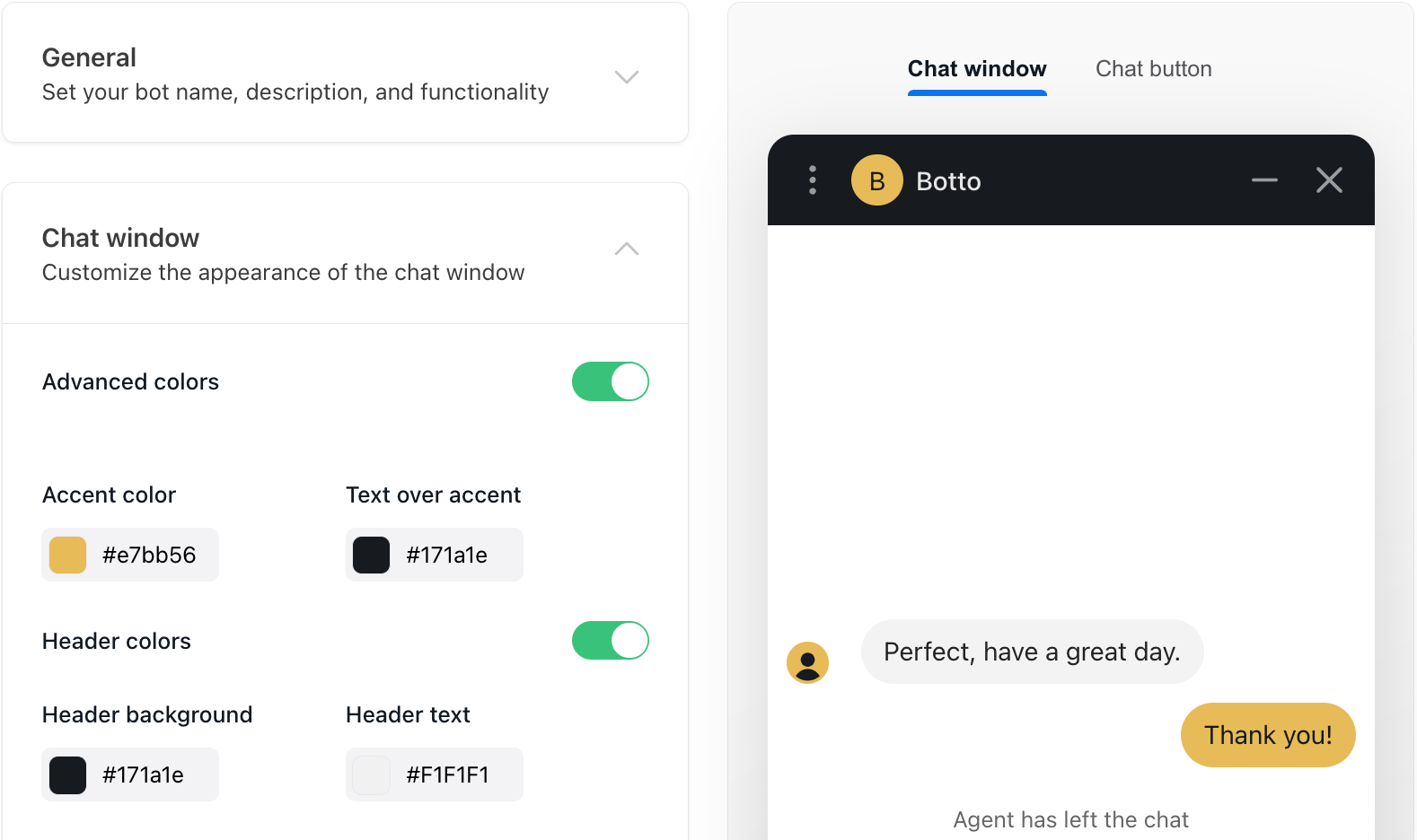 Customize your bot's branding | Ada | Documentation