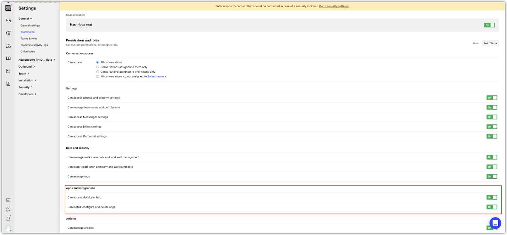 Configure and use Ada Glass for Intercom | Ada | Documentation