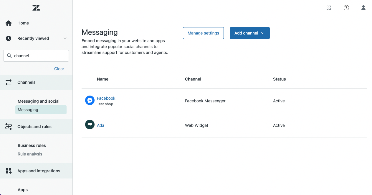 Configure and use Sunshine Conversations | Ada | Documentation