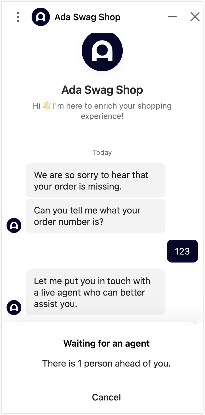 Salesforce Chat block | Ada | Documentation