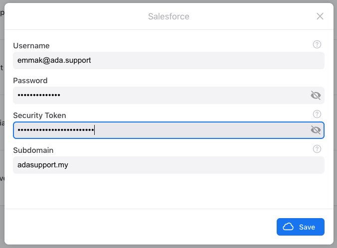 Salesforce Action block | Ada