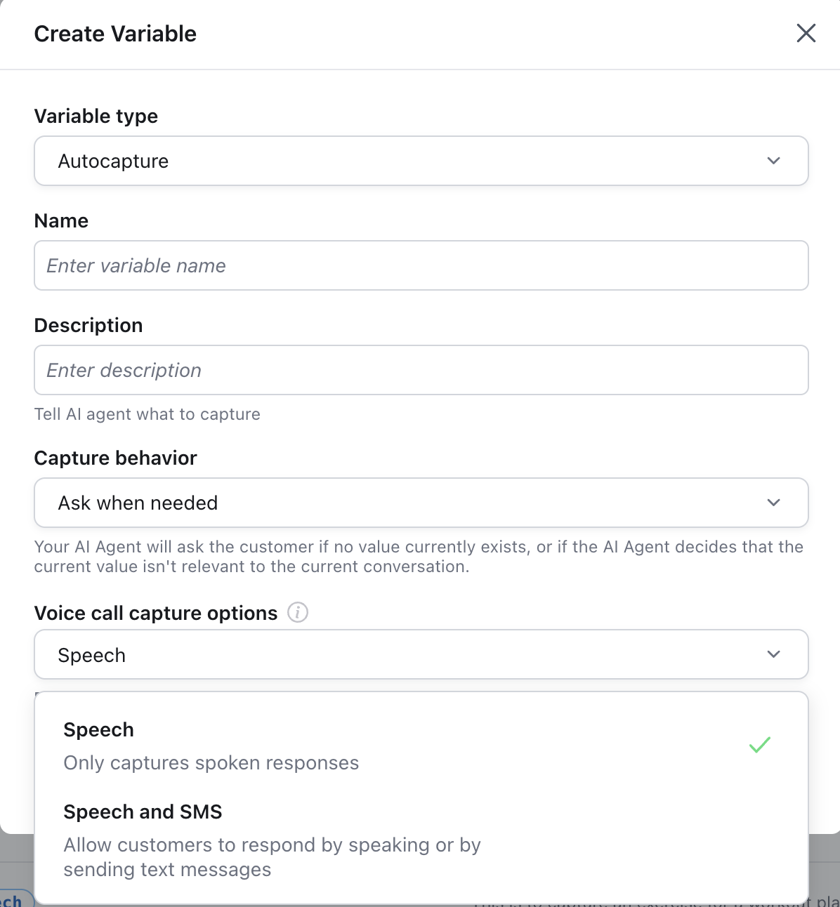 Voice call capture options | Ada
