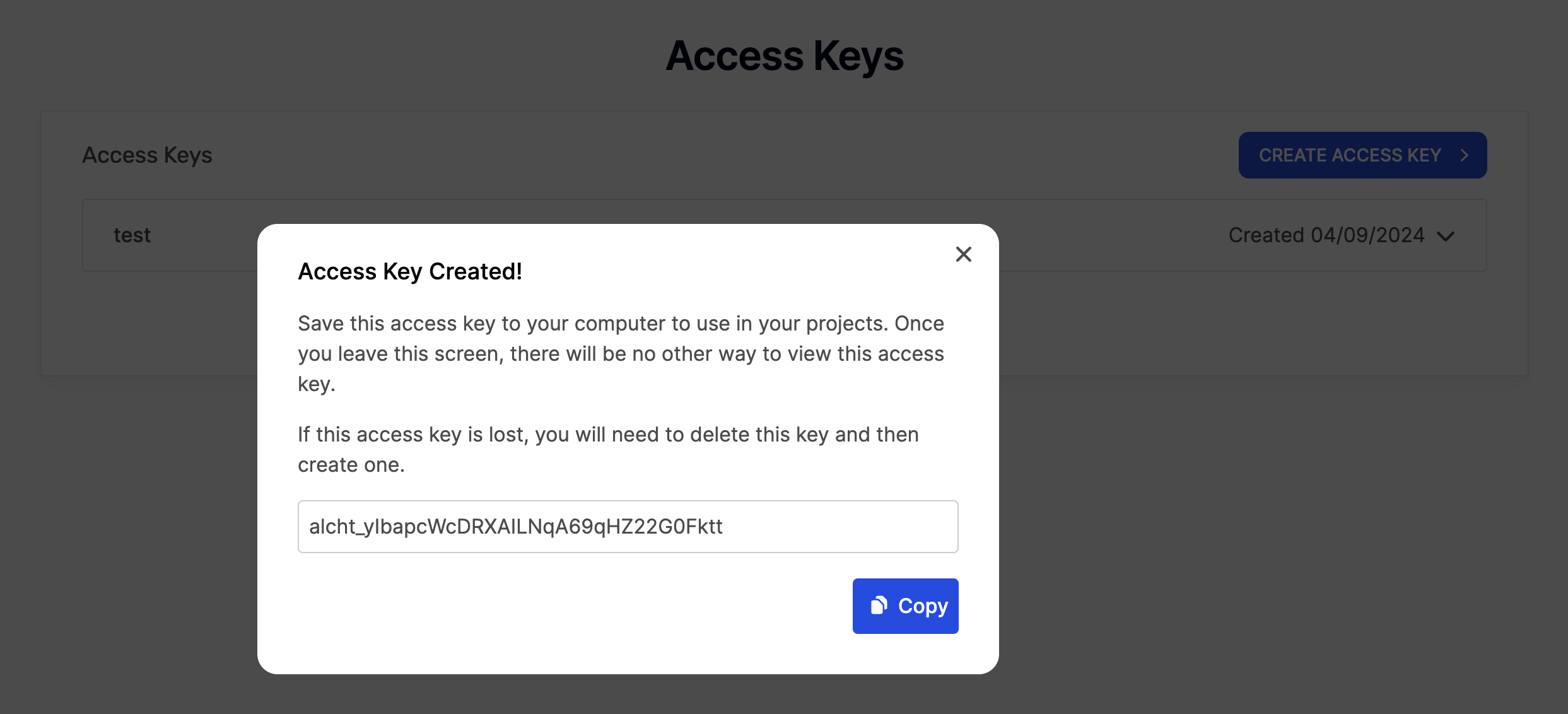 How to Create Access Keys | Alchemy Docs