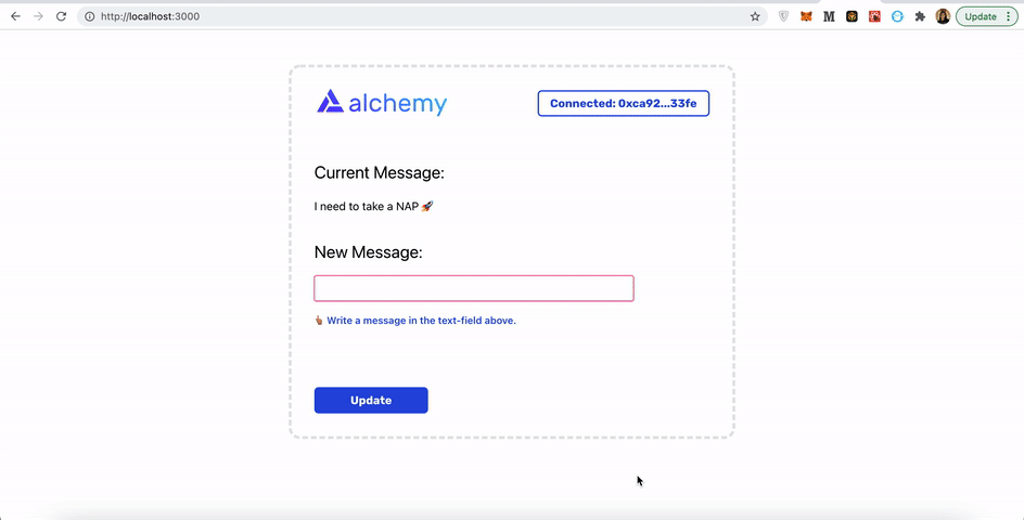Integrating Your Smart Contract With The Frontend Alchemy Docs