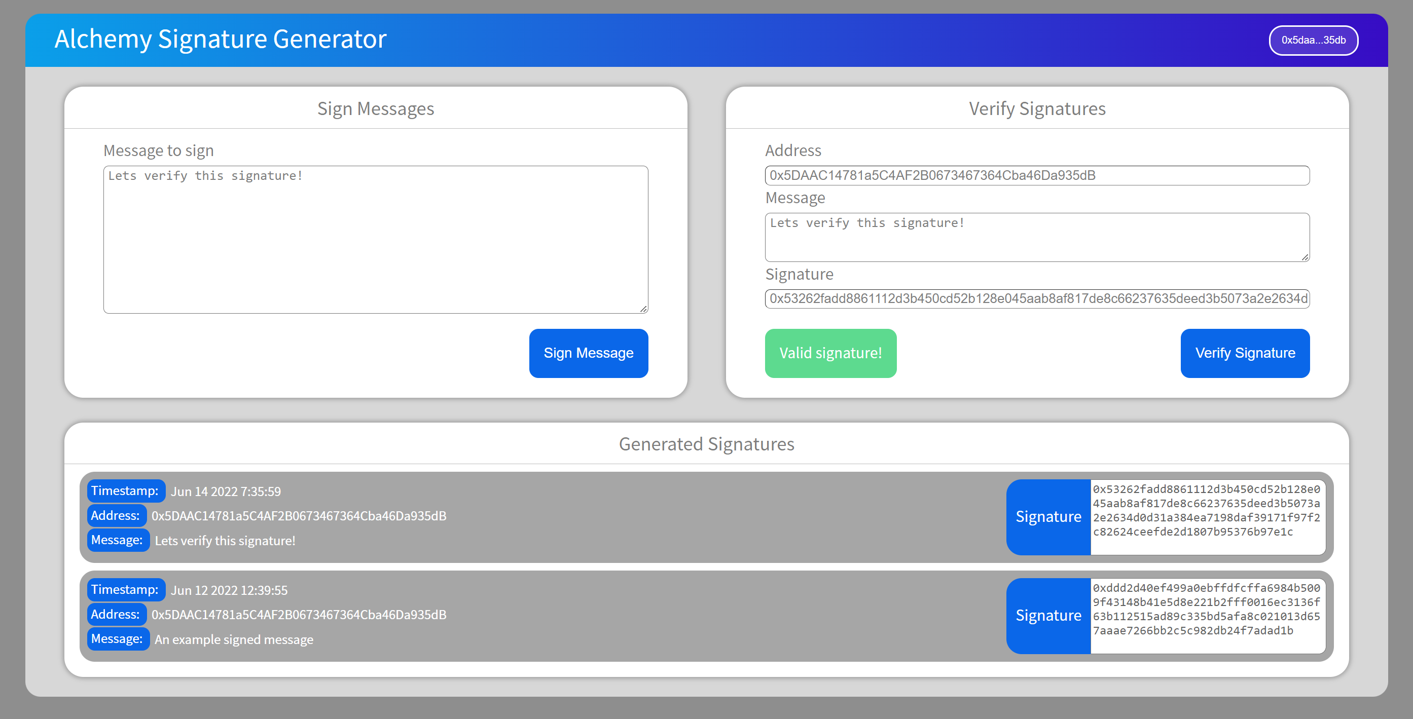 How to Create a Signature Generator DApp | Alchemy Docs