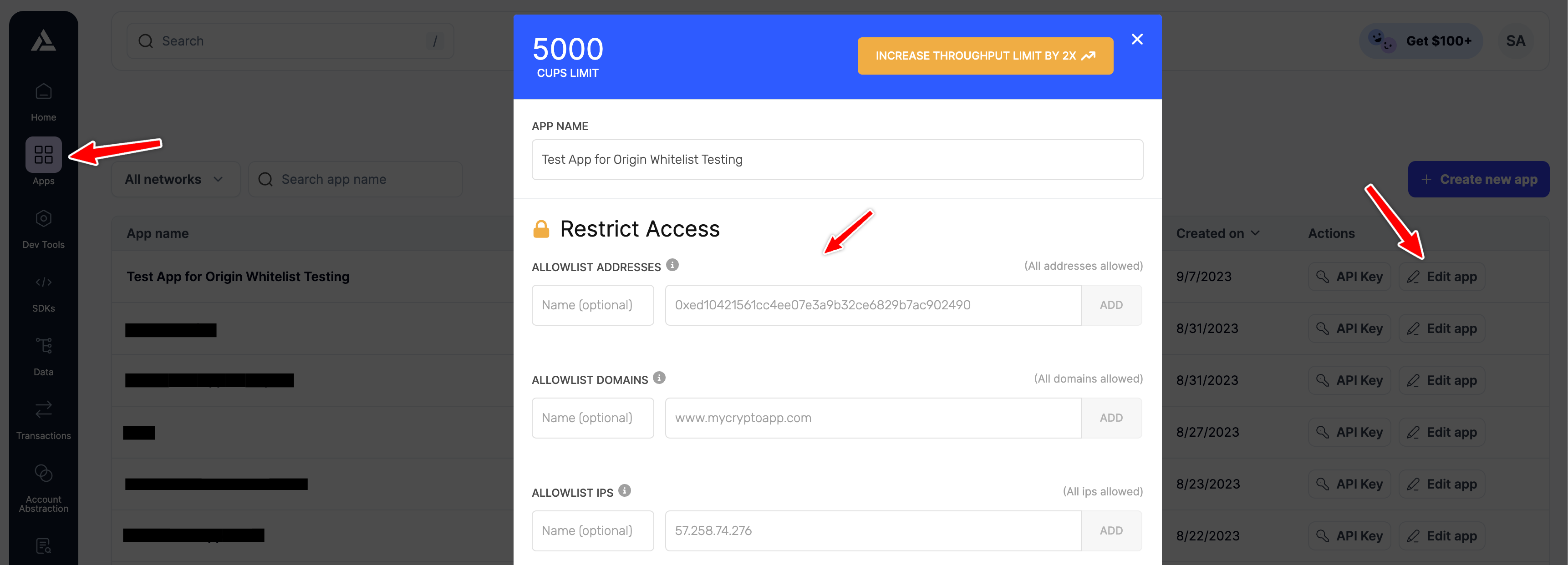 How to Add Allowlists to Your Apps for Enhanced Security | Alchemy Docs