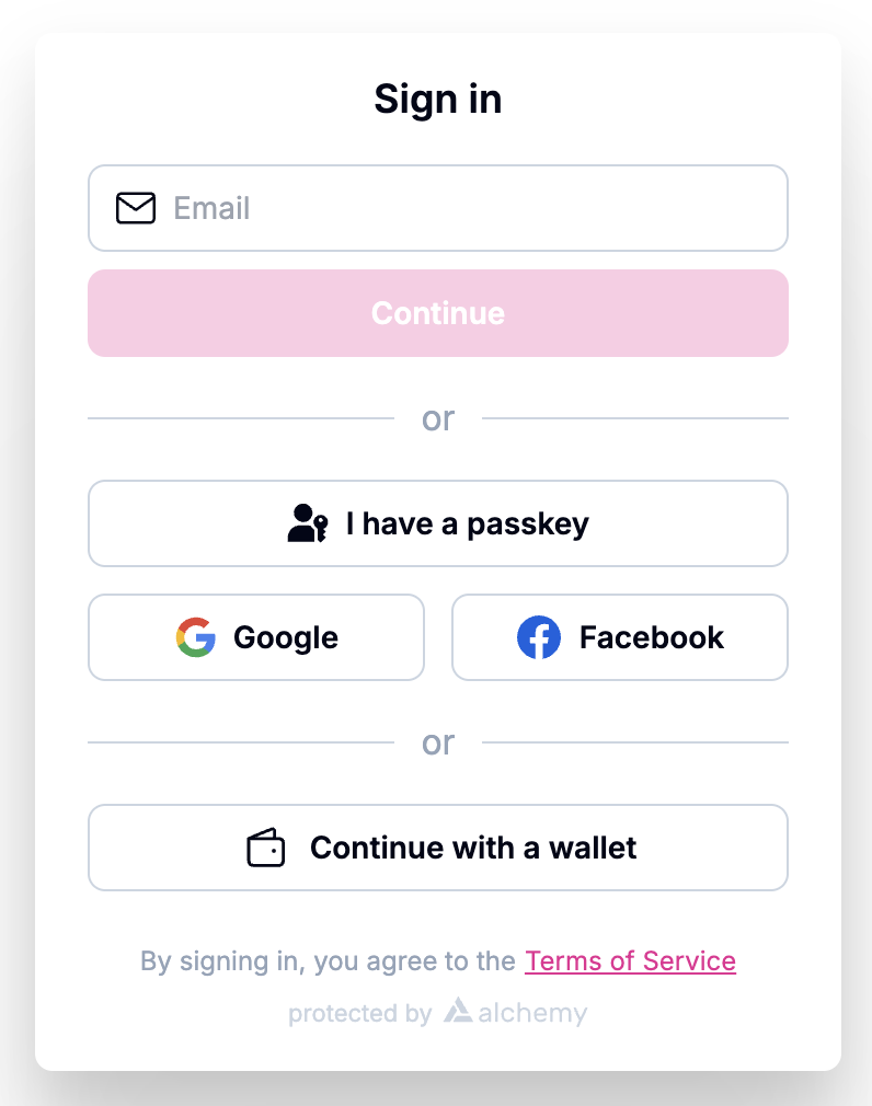Authentication with UI components | Alchemy Docs