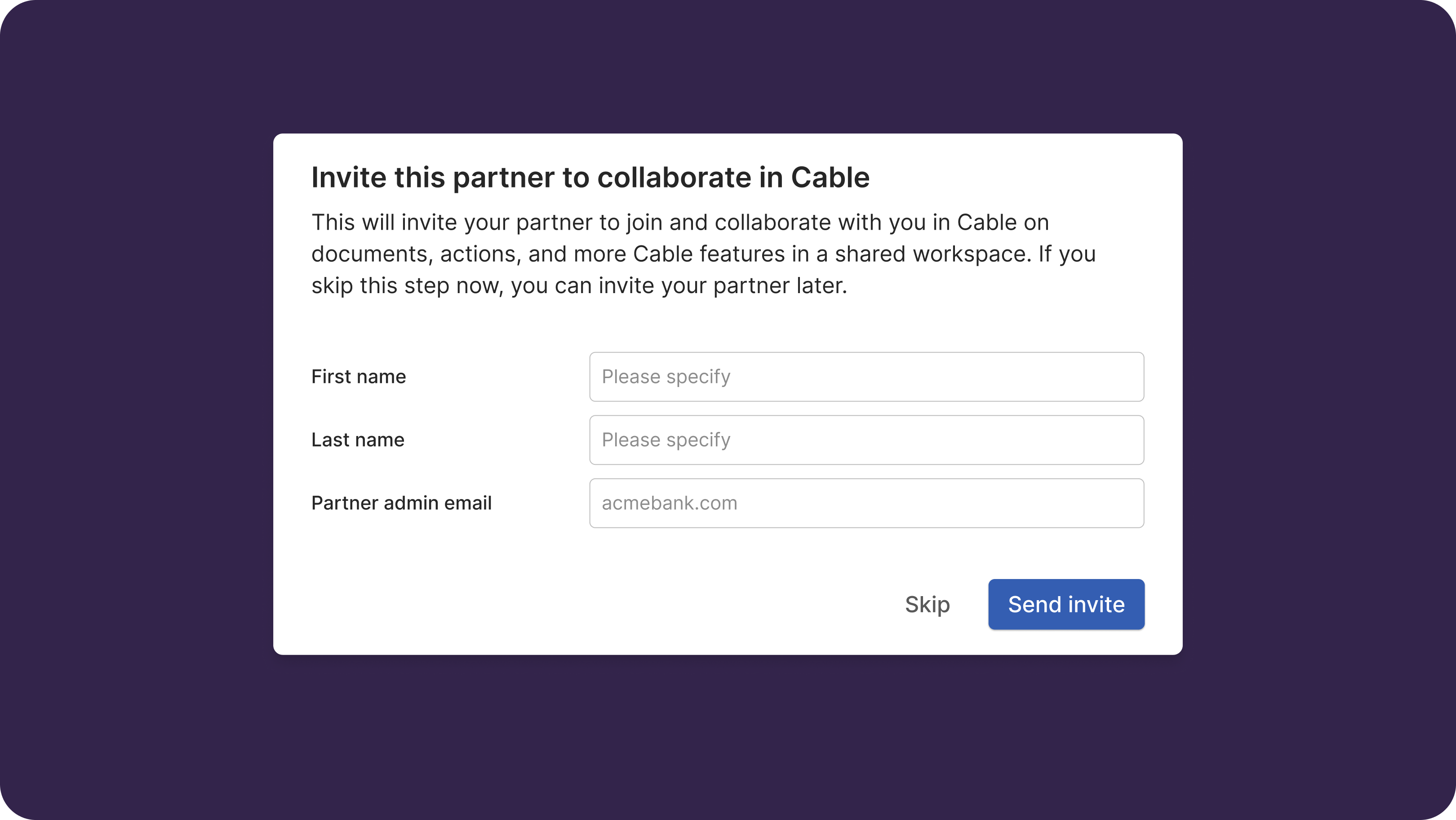 Managing Partners and Users | Cable | Documentation
