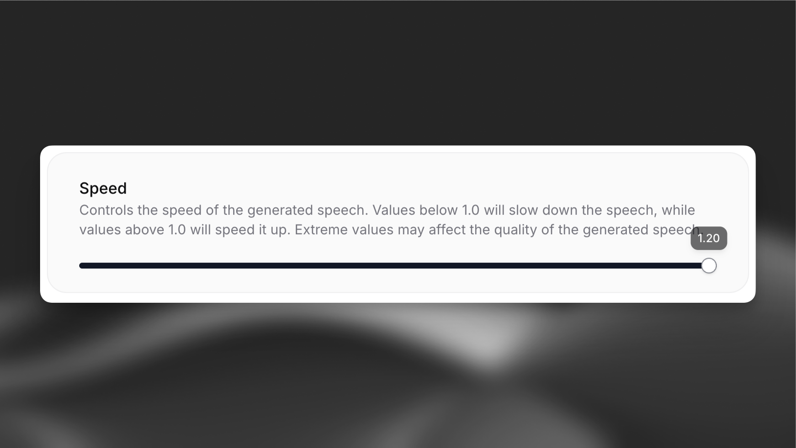 Speed control | ElevenLabs Documentation Speed control | ElevenLabs Documentation