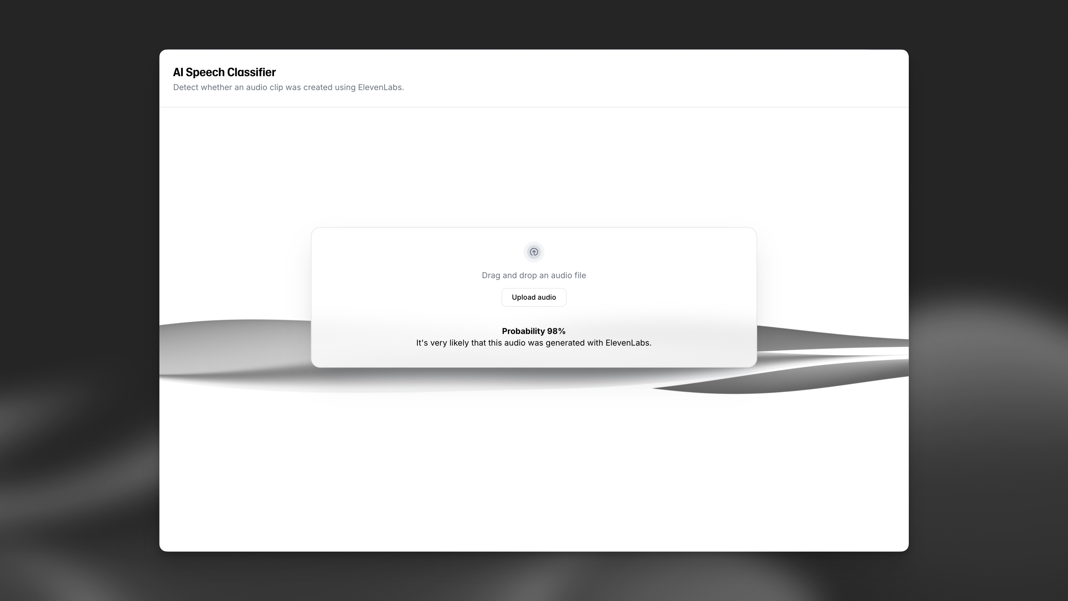 AI speech classifier | ElevenLabs Documentation