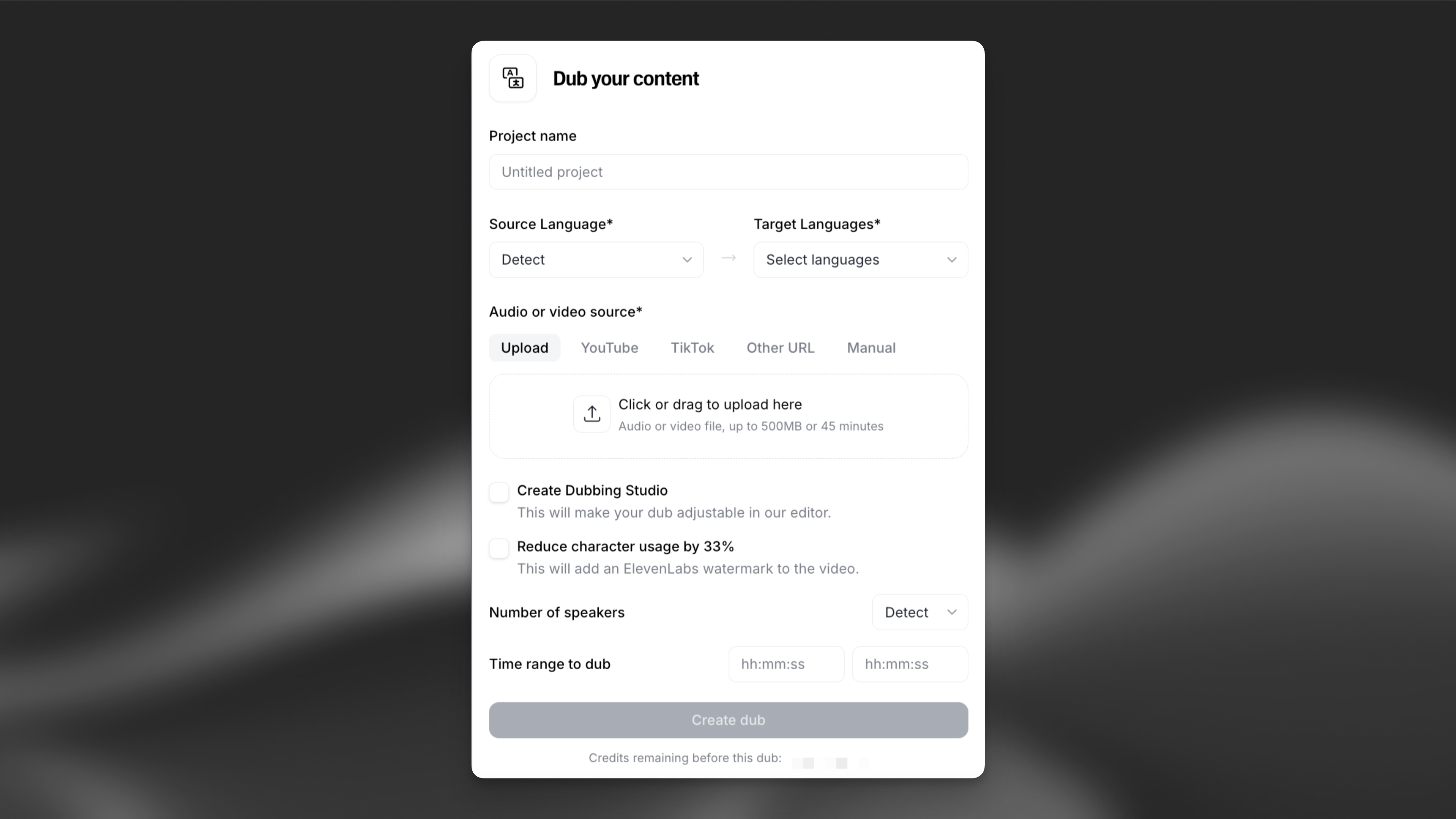 Dubbing Overview | ElevenLabs Documentation