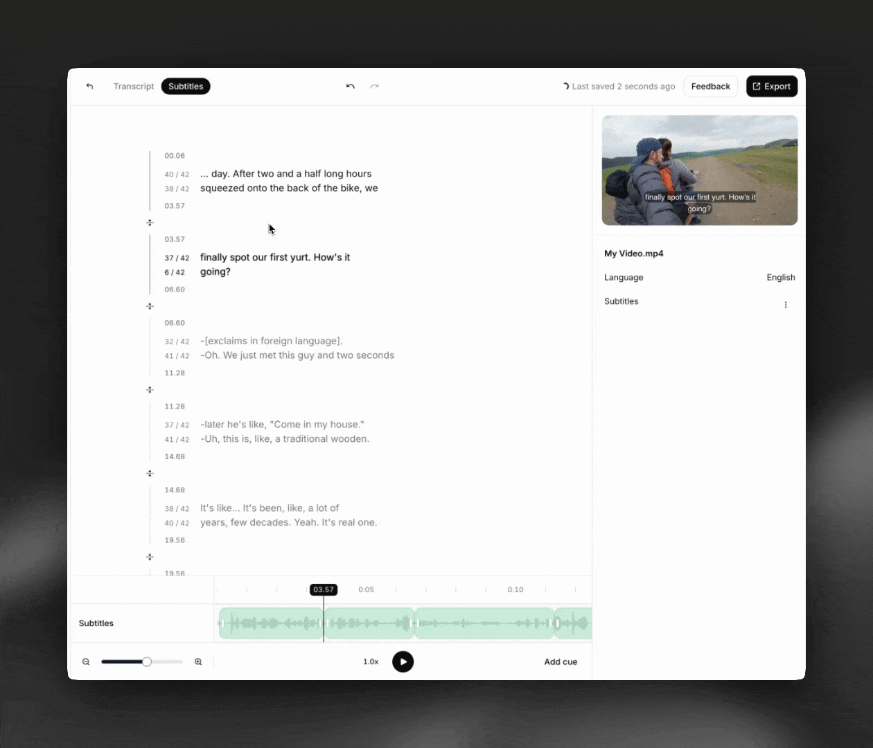 Subtitles (product guide) | ElevenLabs Documentation