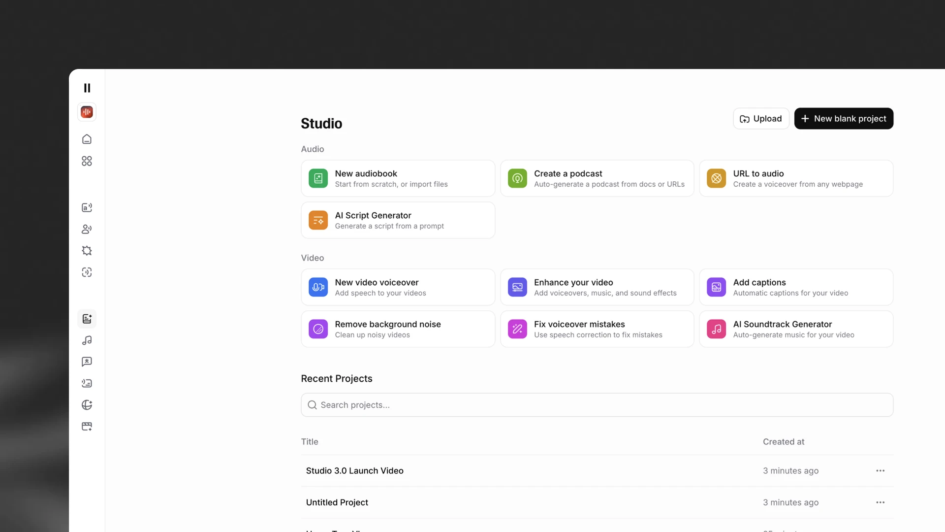 Studio overview | ElevenLabs Documentation