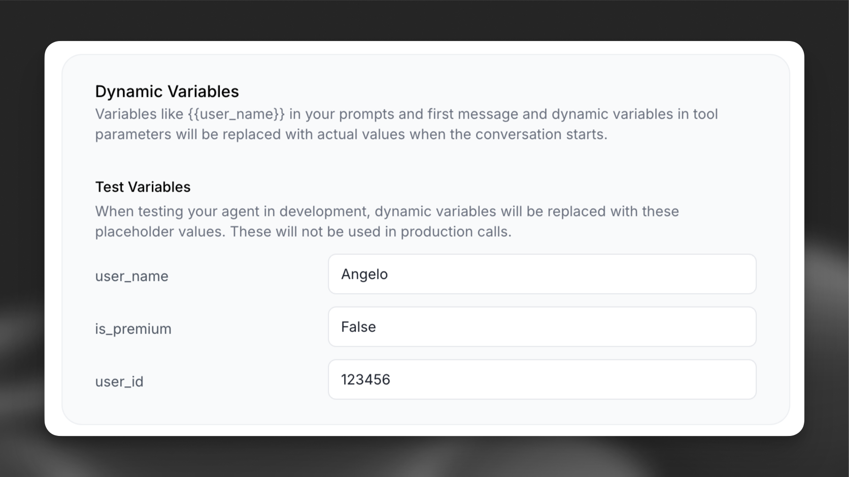 Dynamic variables | ElevenLabs Documentation