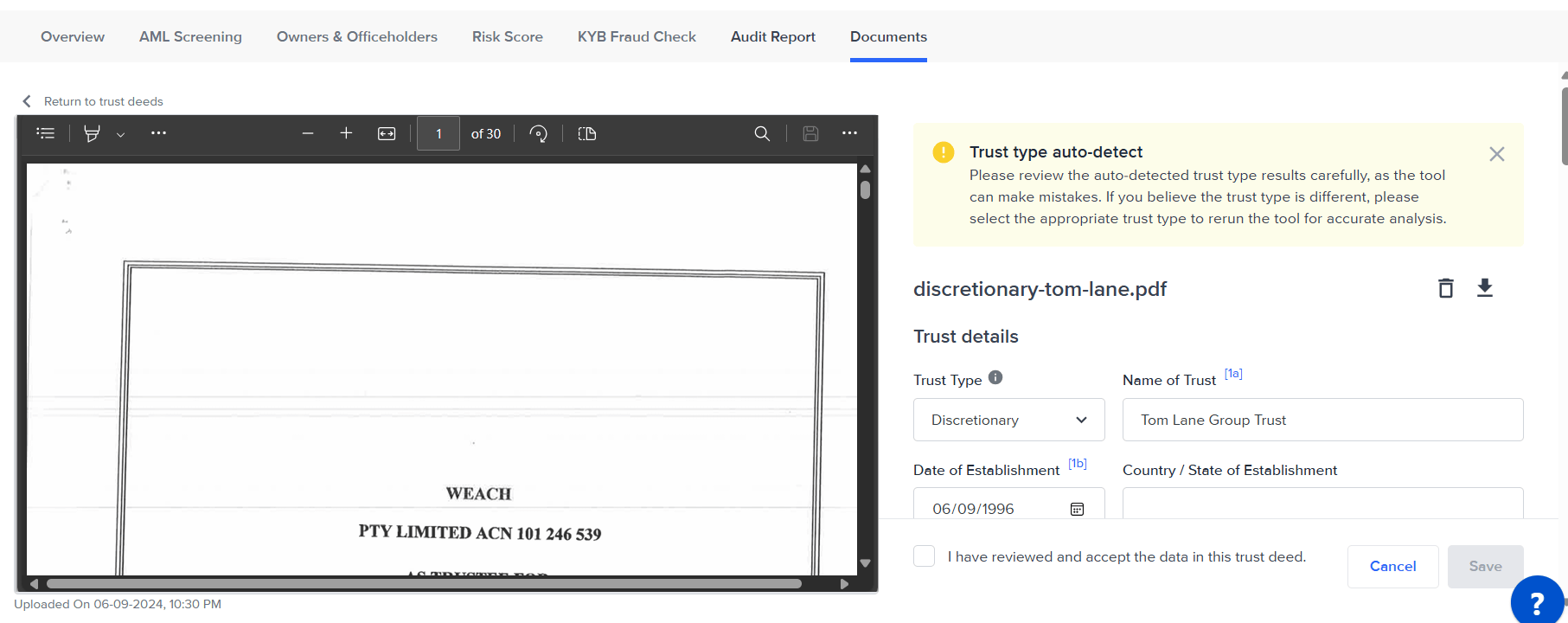 Getting Started with the Trust Analyser in FrankieOne Portal | FrankieOne | Documentation