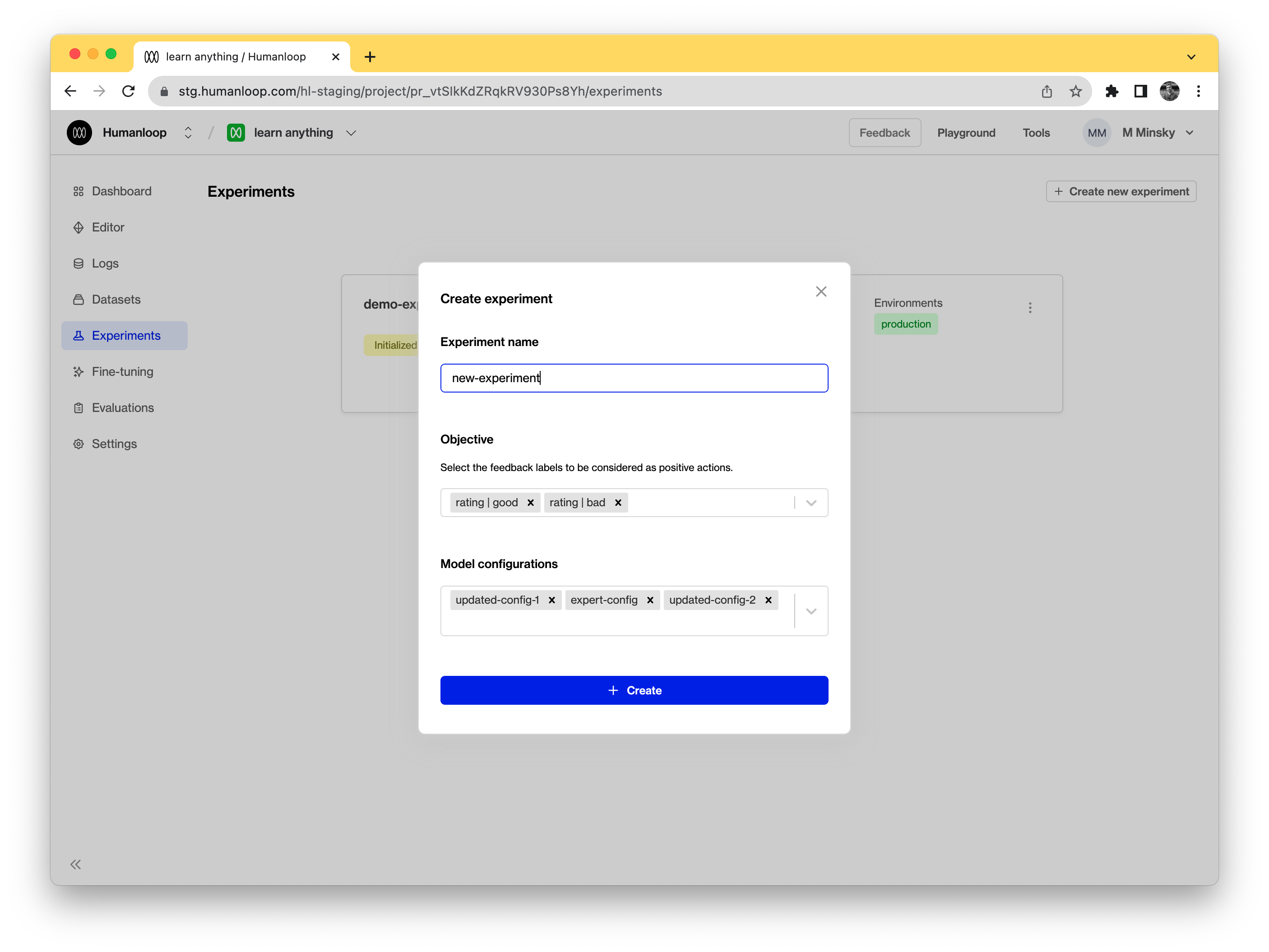 Run an experiment | Humanloop Docs