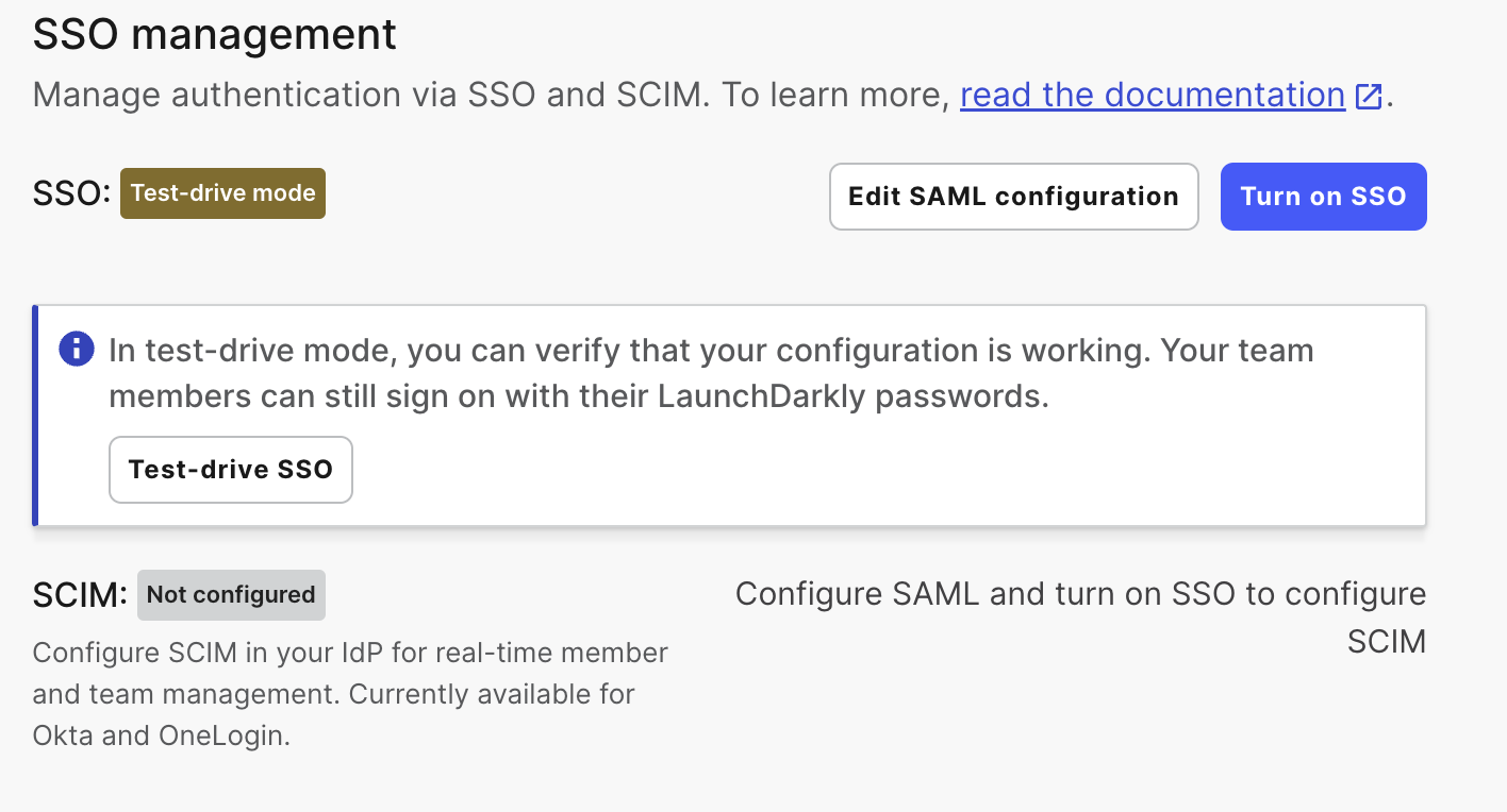 Configure SAML SSO | LaunchDarkly | Documentation