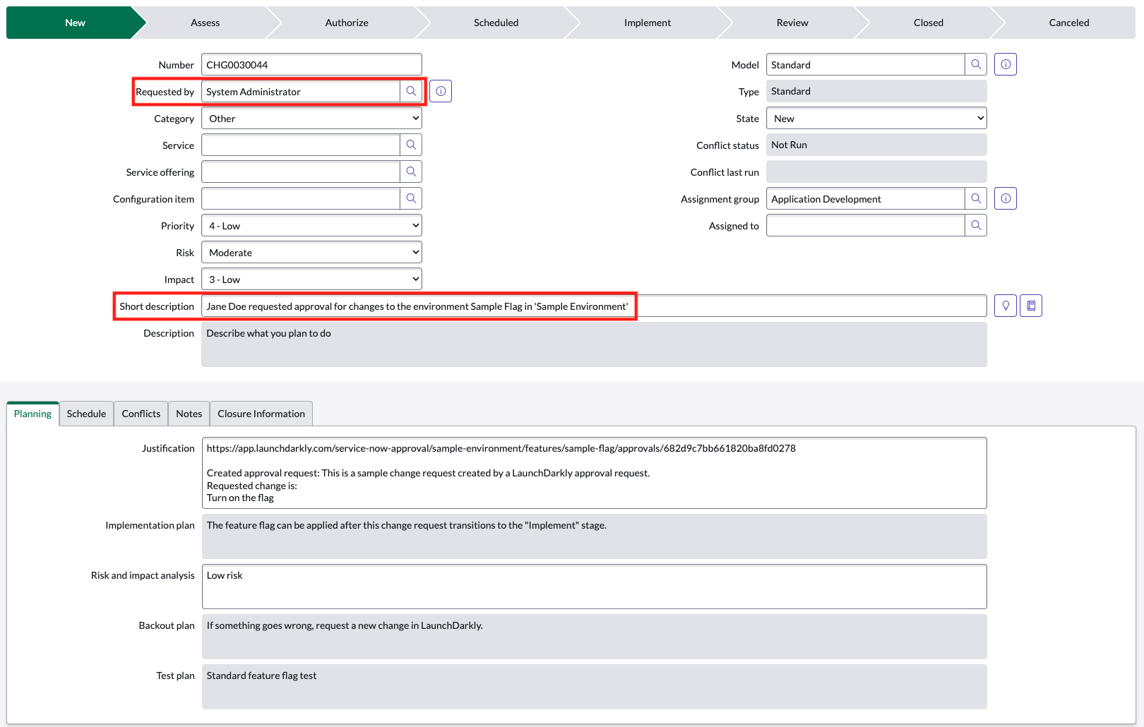 Setting up the ServiceNow approvals integration | LaunchDarkly | Documentation