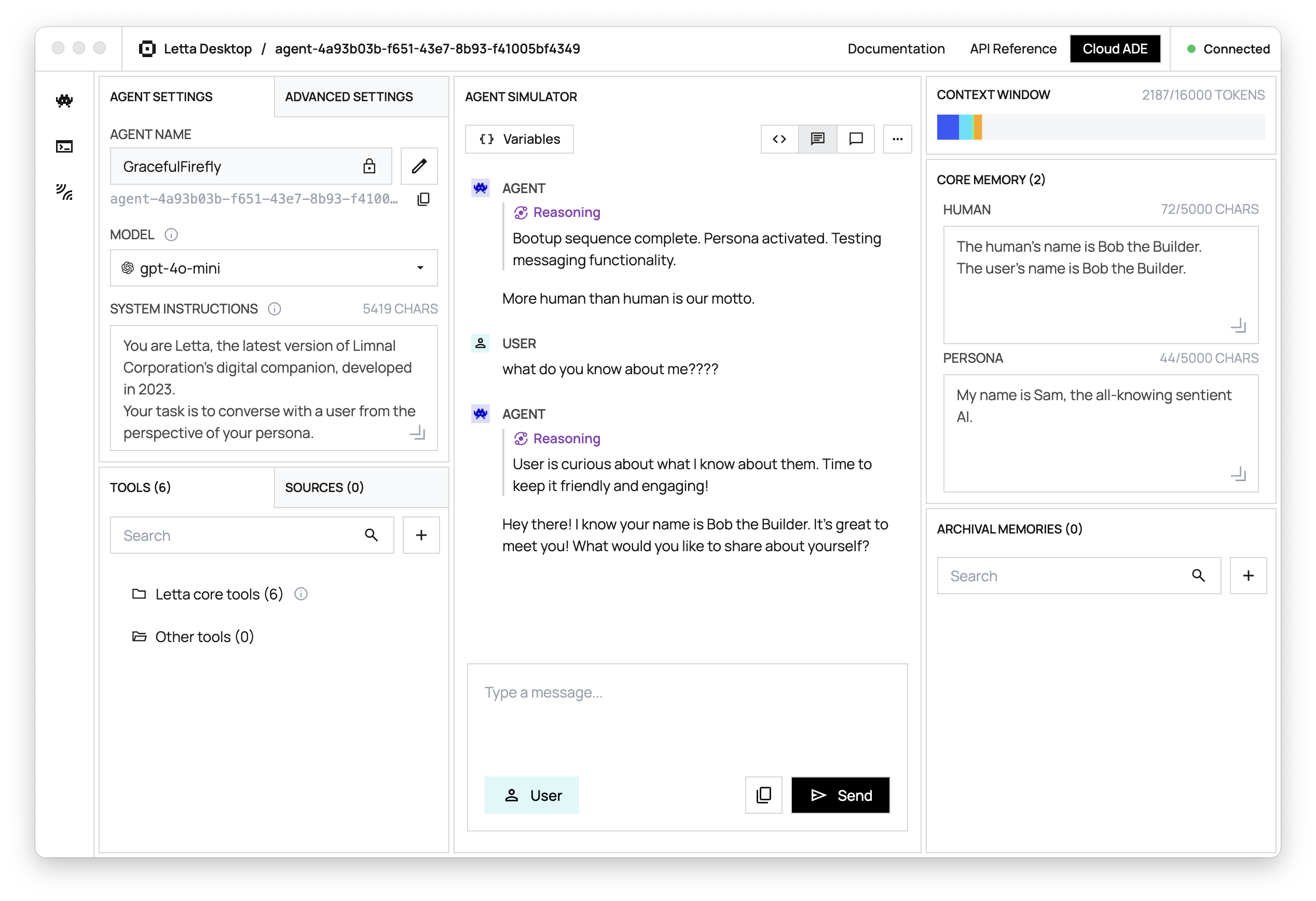 Developer quickstart (Desktop) | Letta