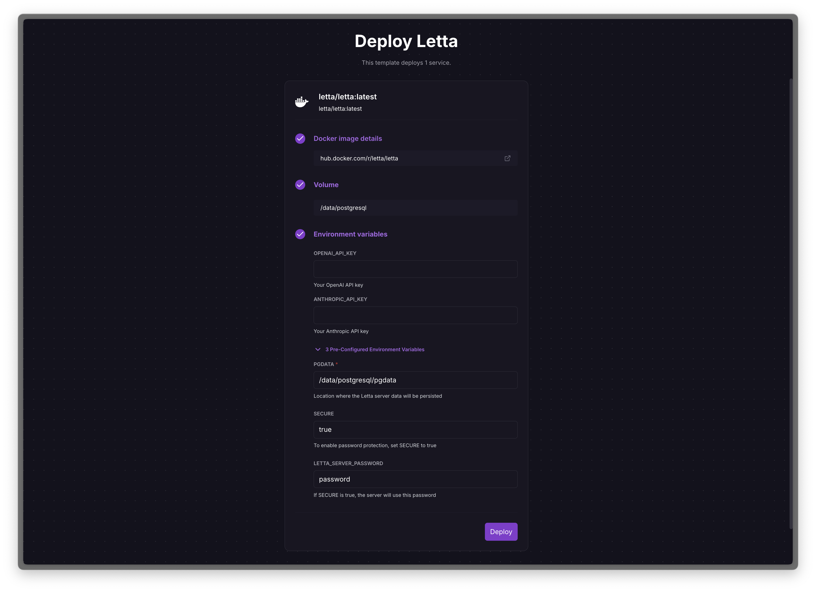 Deploy Letta Server on Railway