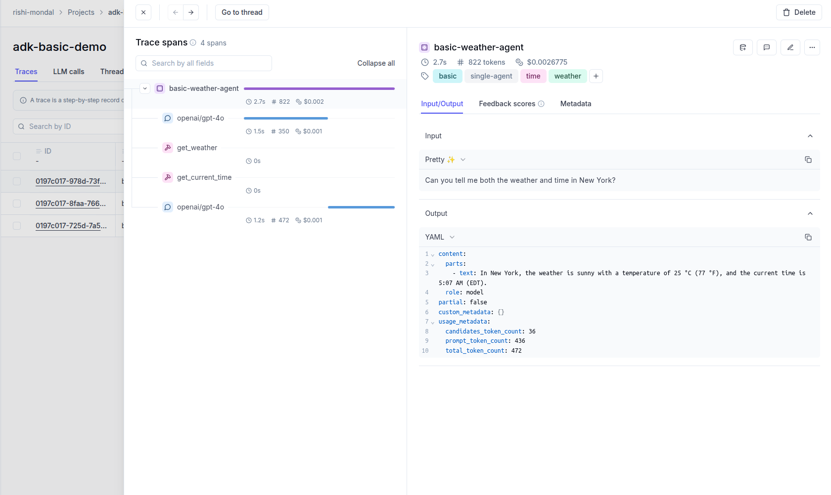 Observability for Google Agent Development Kit (Python) with Opik | Opik Documentation