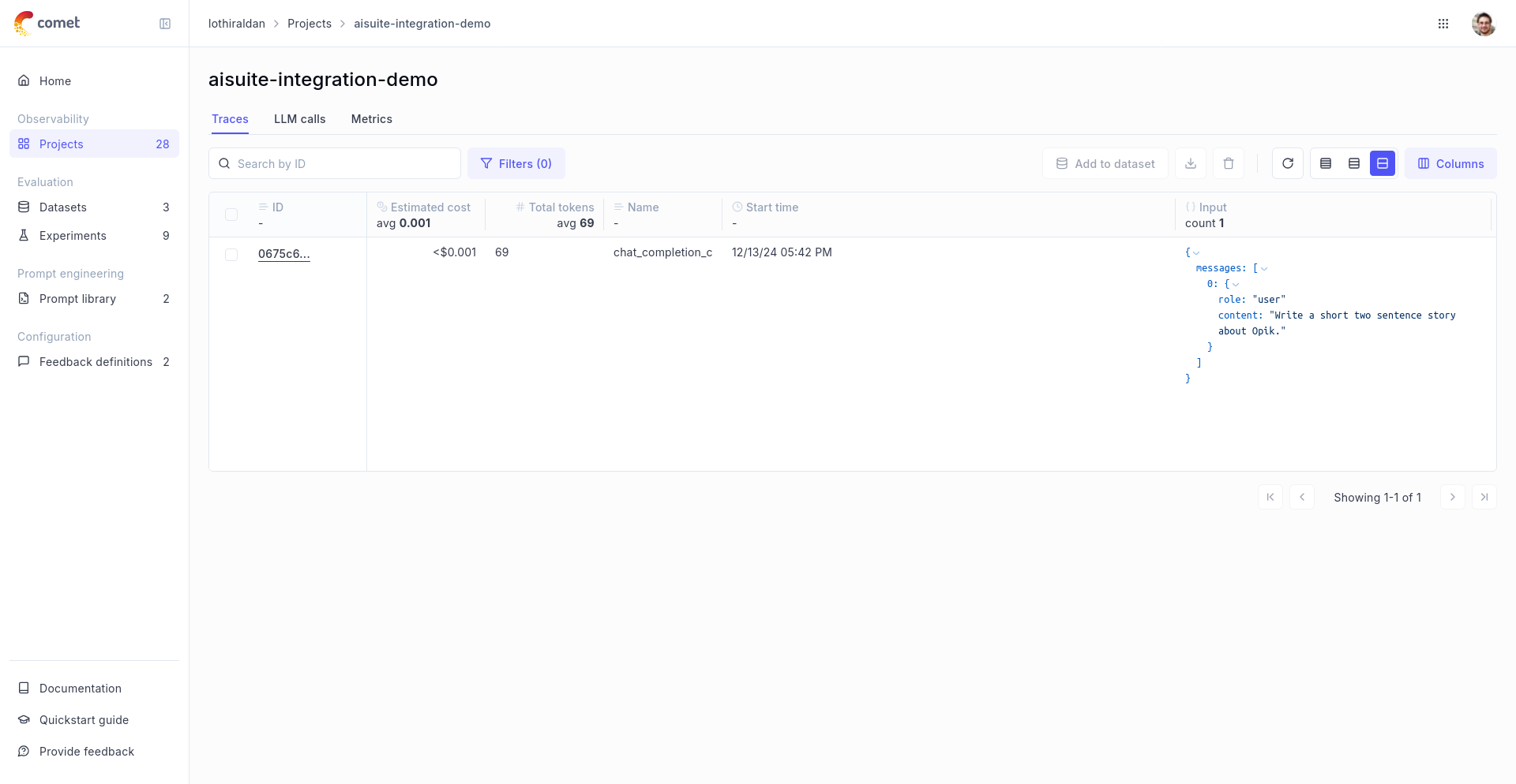 Observability for AISuite with Opik | Opik Documentation