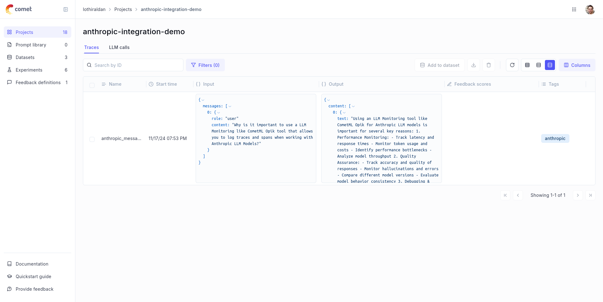 Anthropic | Opik Documentation | Opik Documentation