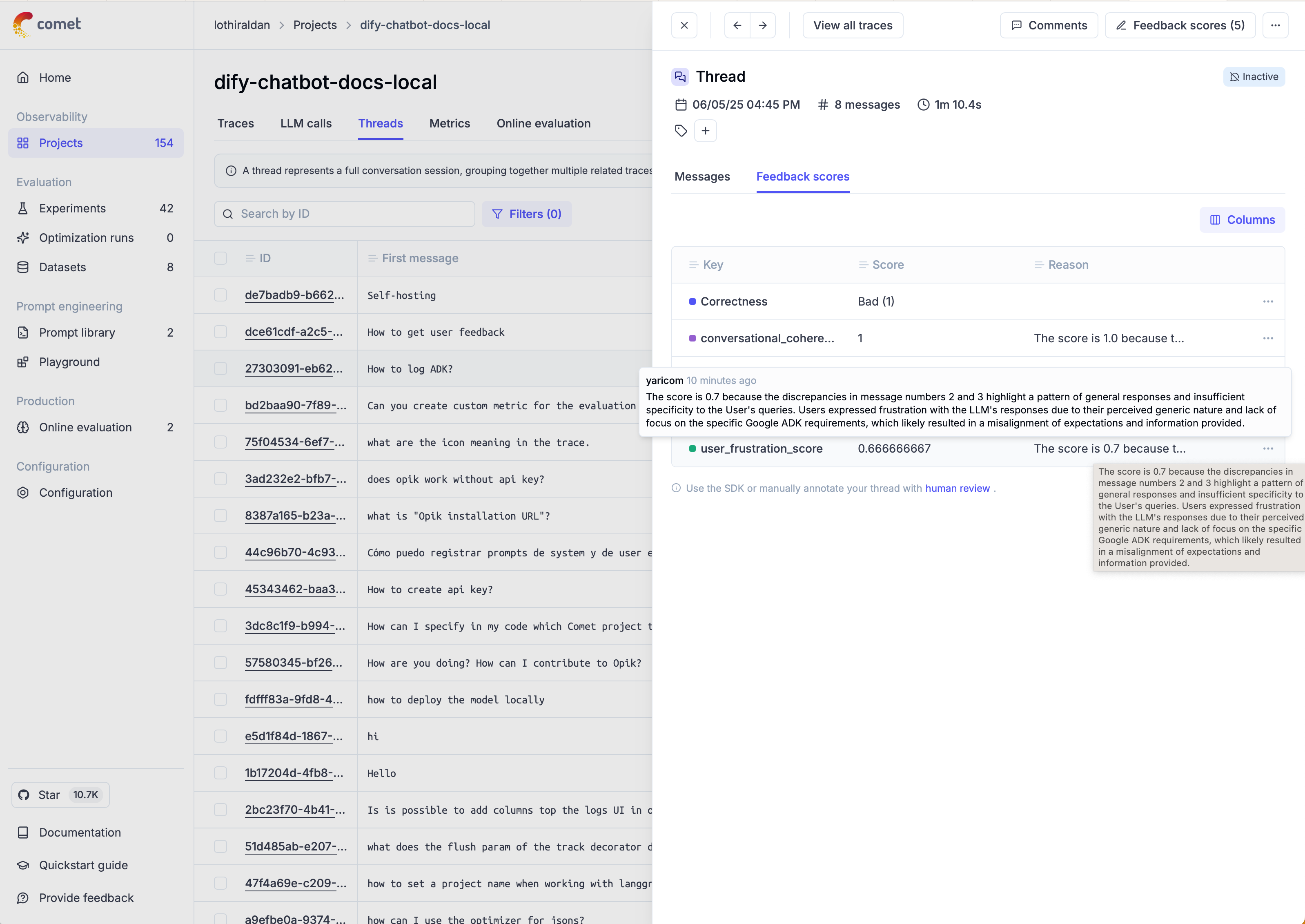 Evaluate threads | Opik Documentation | Opik Documentation