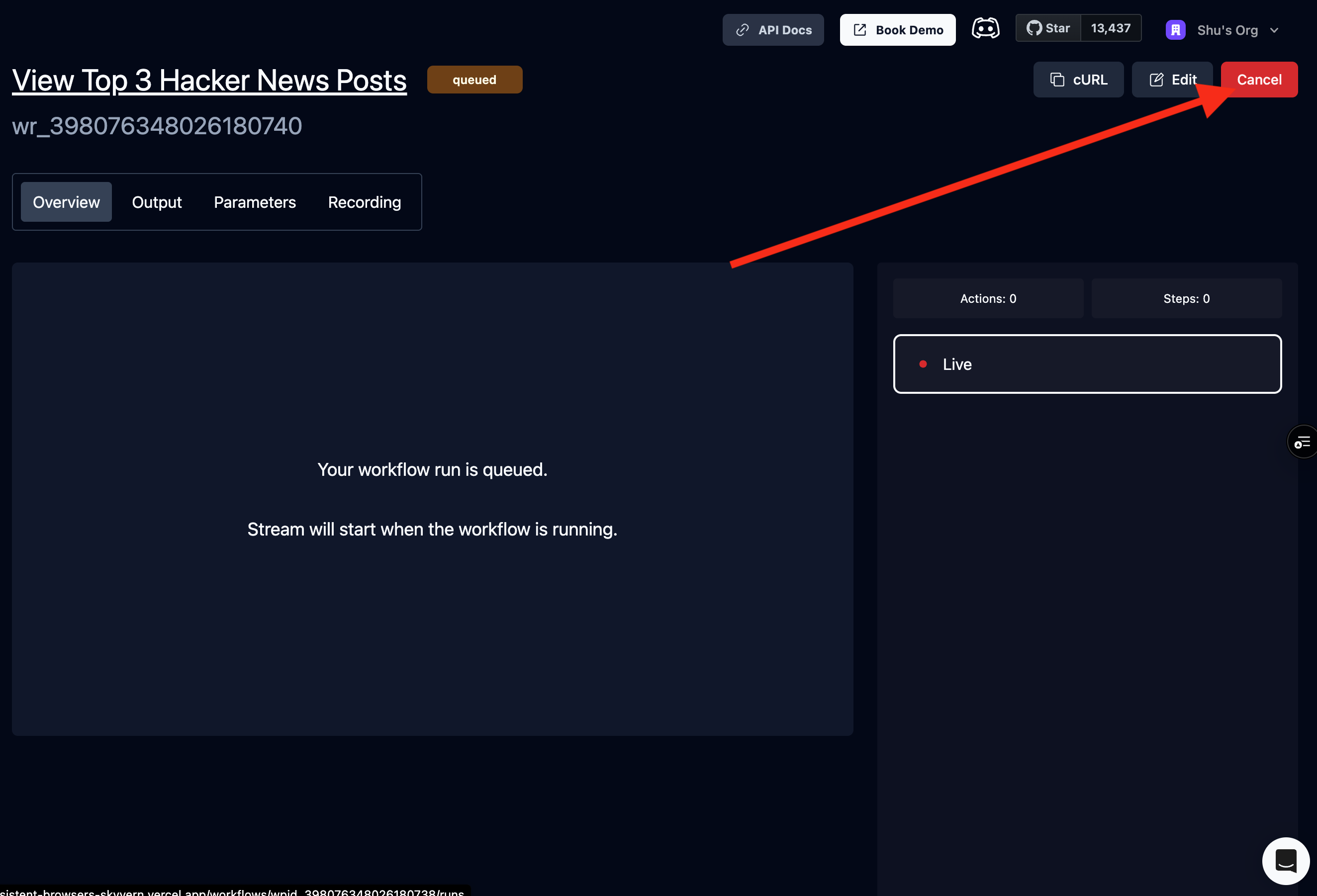 Cancel Task Runs | Skyvern