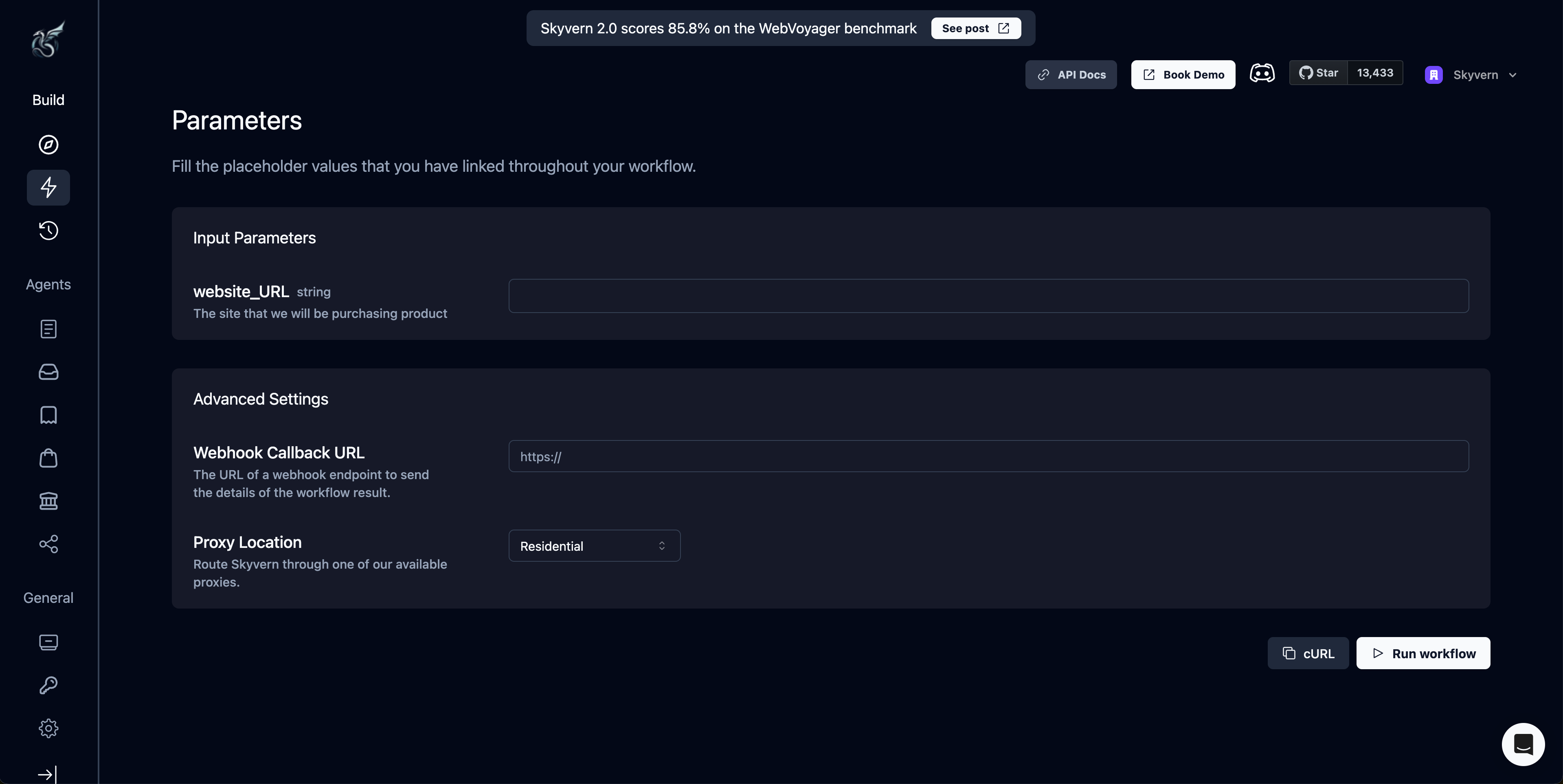 Workflow Parameters | Skyvern
