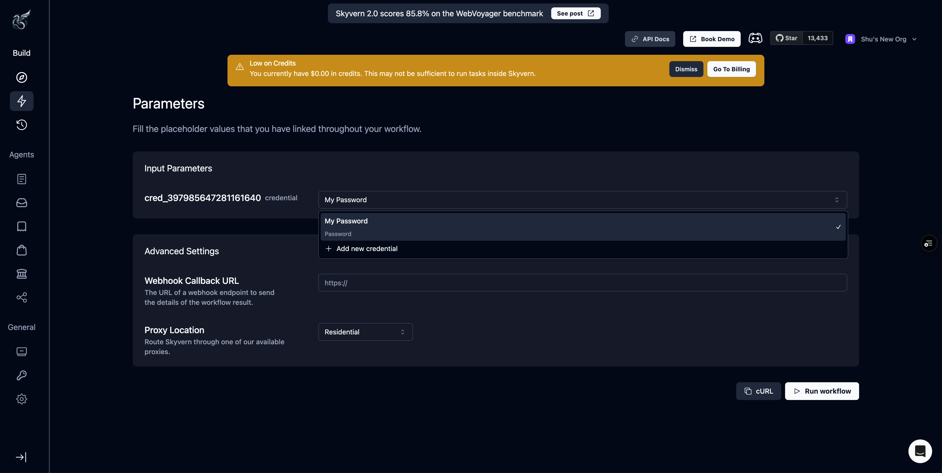 Workflow Parameters | Skyvern