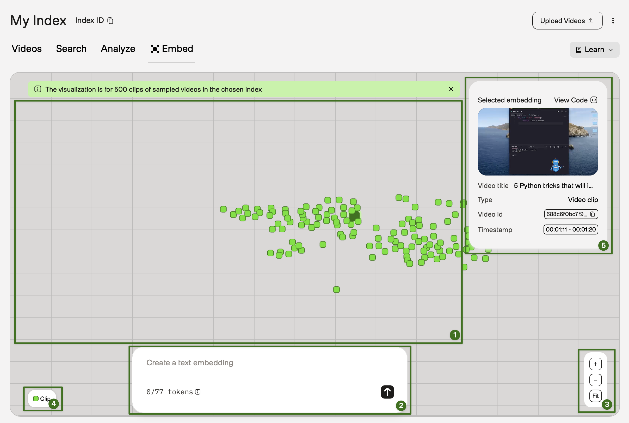 Visualize embeddings | TwelveLabs