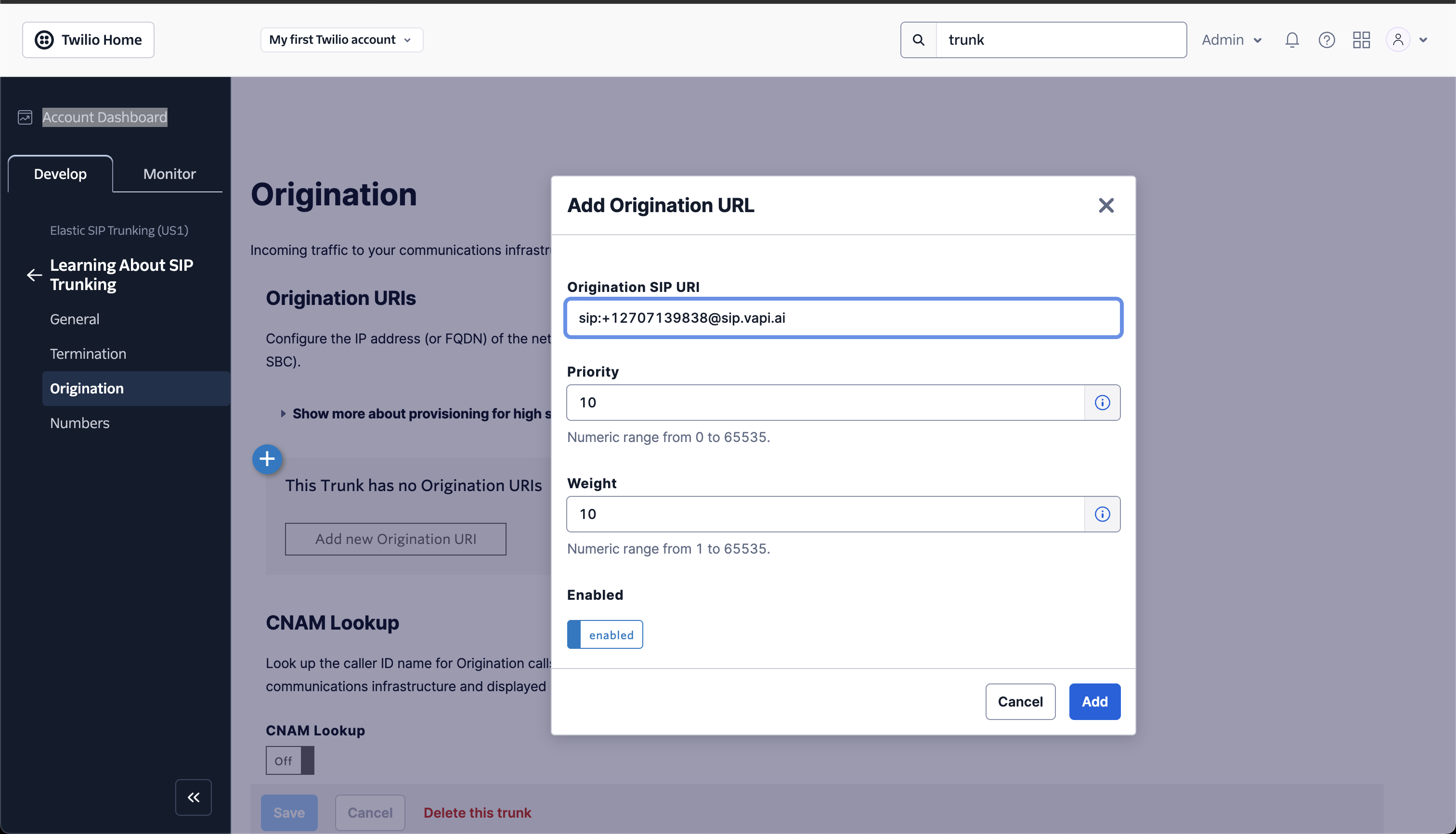 Twilio SIP Integration | Vapi