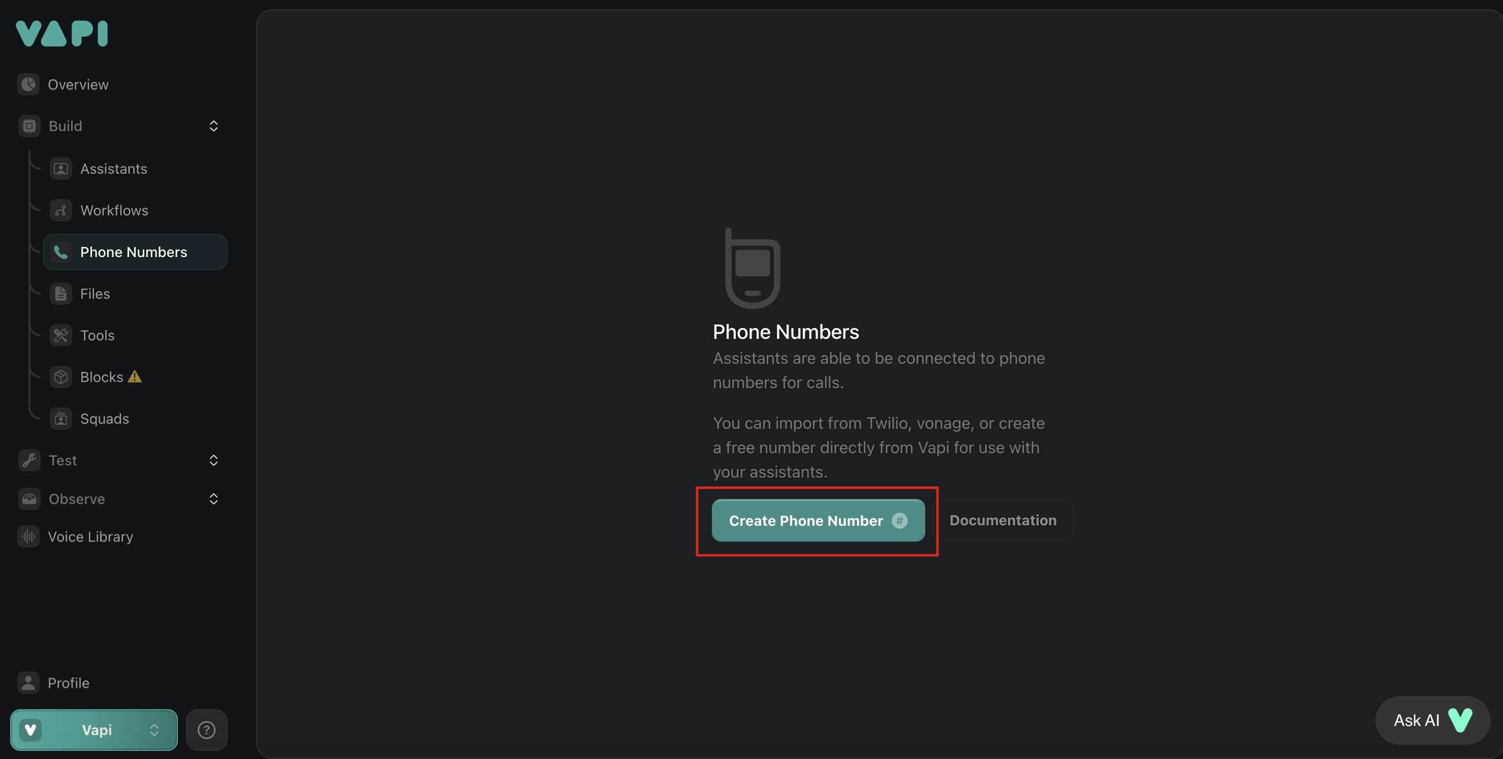 Import number from Telnyx | Vapi