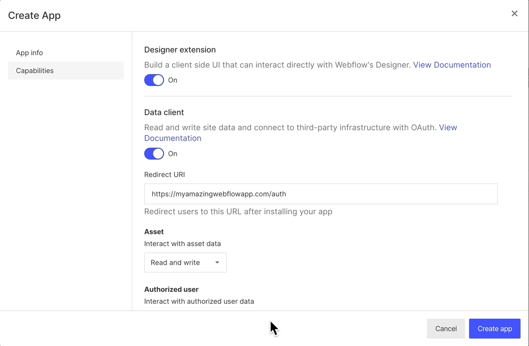 Scopes | Webflow Developer Documentation