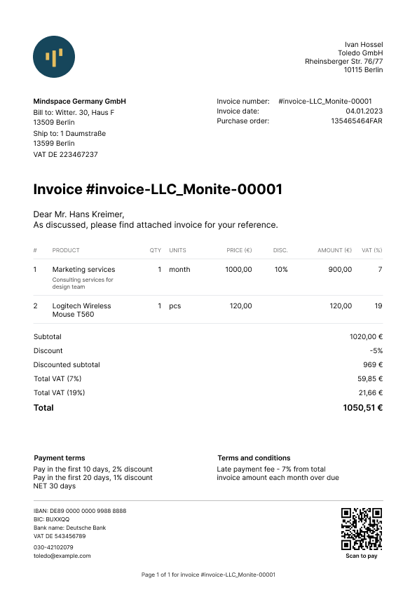Create and send invoices | Monite Documentation